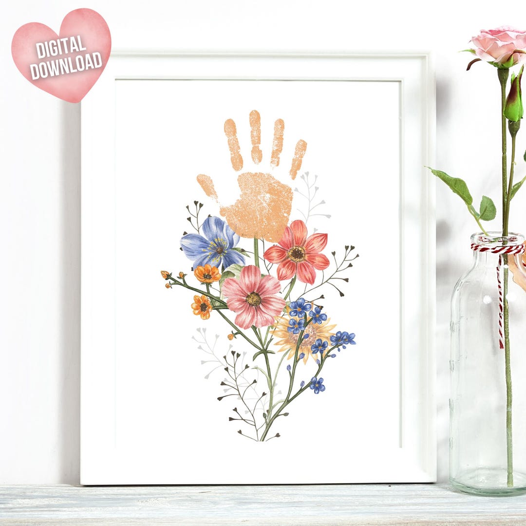 Floral Printable Handprint Craft | Handprint Art | Kids DIY Gift ...