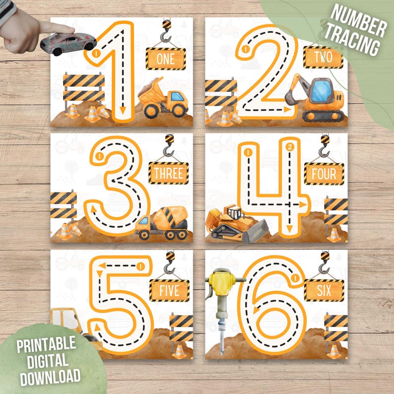 Numbers Printable Road Mat | Construction Truck Tracing Activity ...