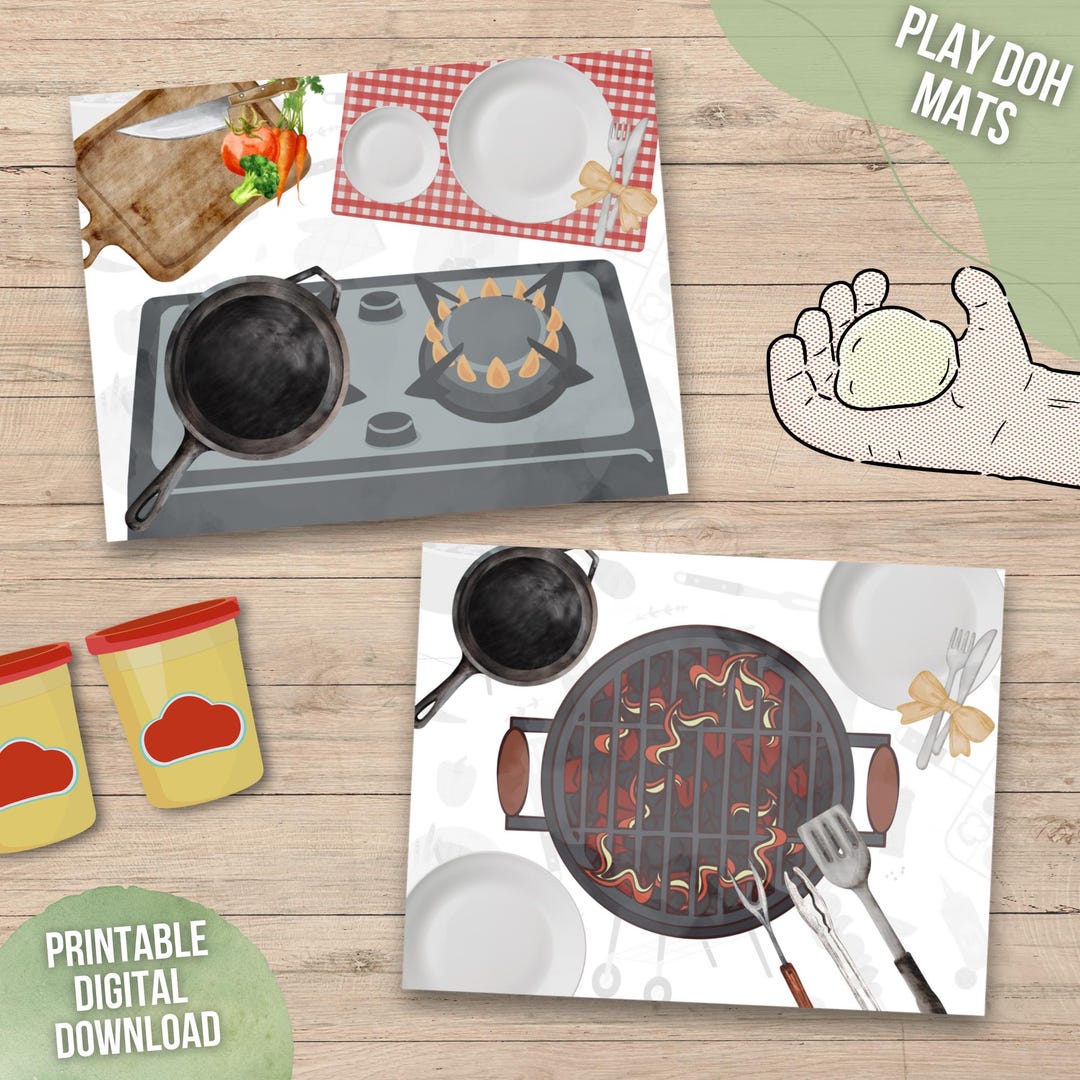 Cooking Play Dough Mats | Grill & Stove Playdough Mats | Printable Play ...