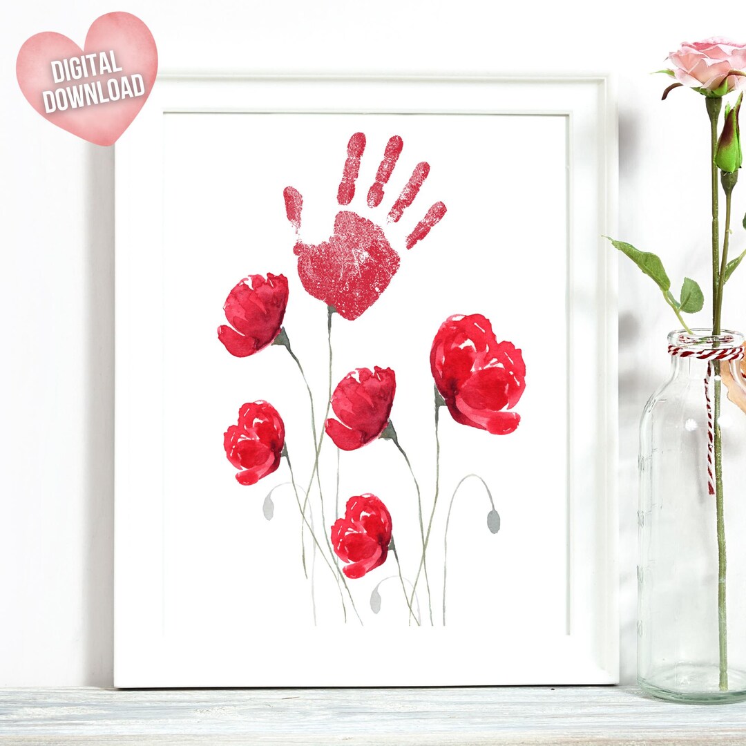 Floral Printable Handprint Craft | Handprint Art | Kids DIY Gift ...