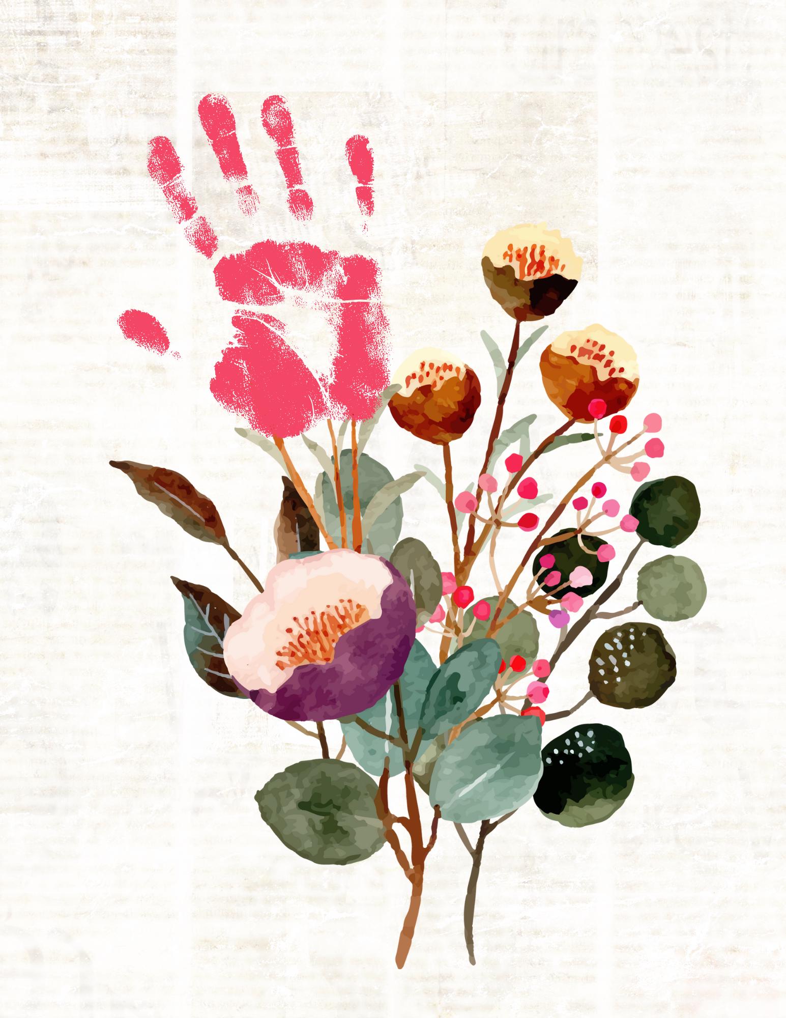 Floral Printable Handprint Craft | Spring Handprint Art | Kids DIY Gift ...