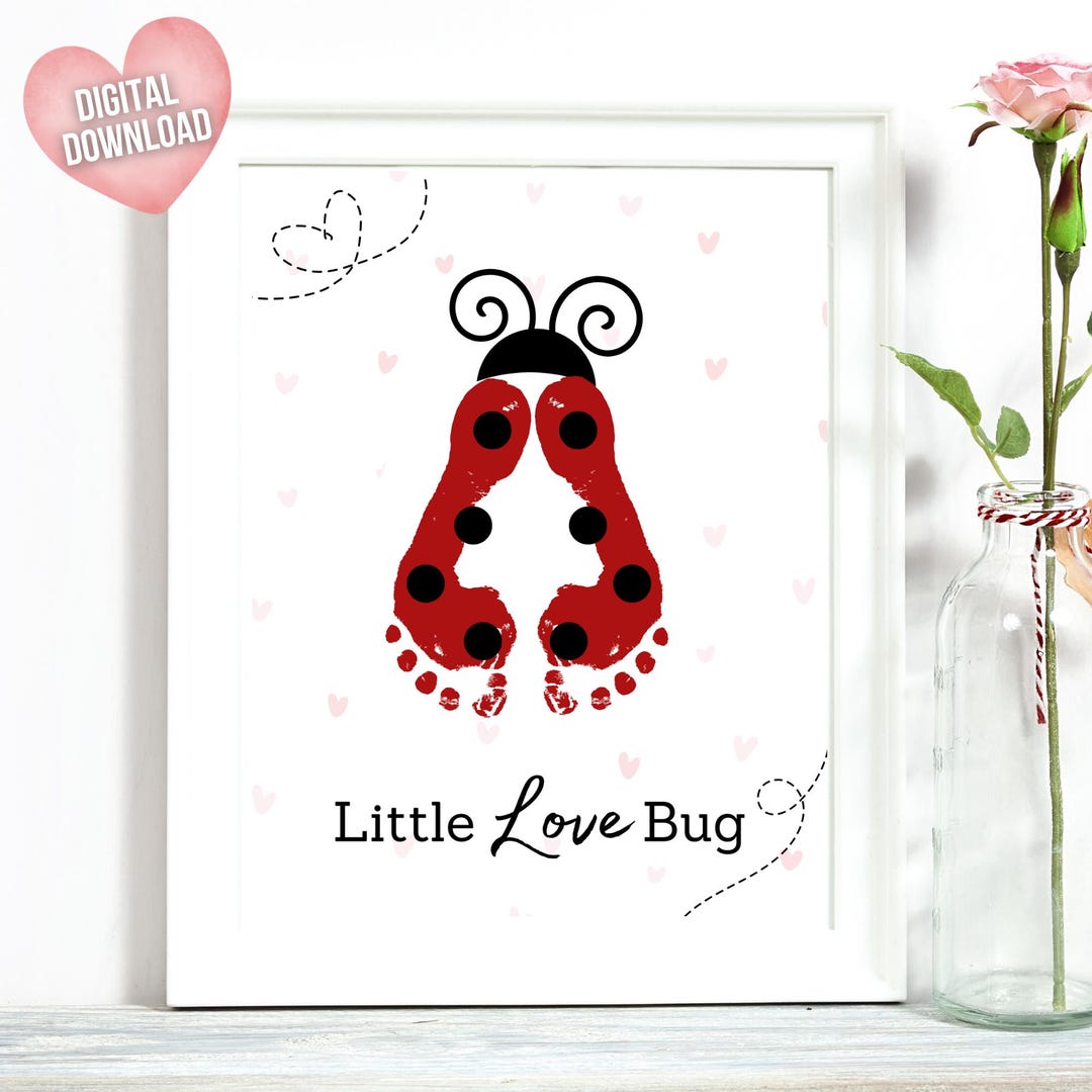 Valentine's Day Printable Footprint Craft | Little Love Bug Footprint ...