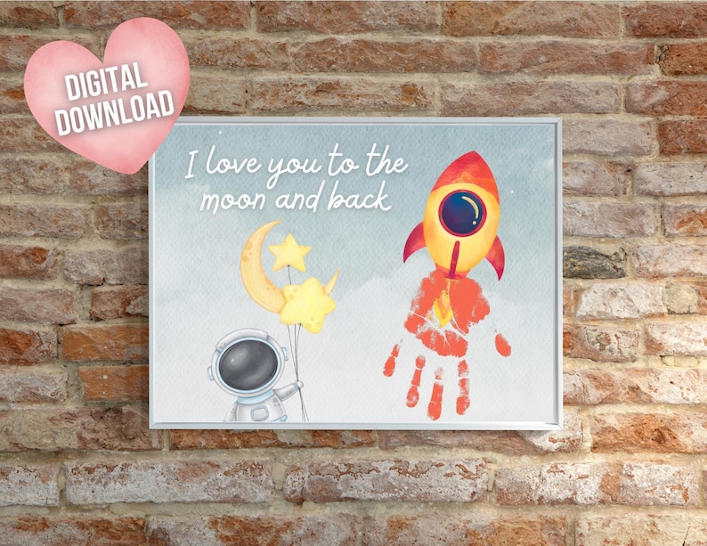Printable Valentine's Handprint Craft | I Love You to the Moon and Back ...