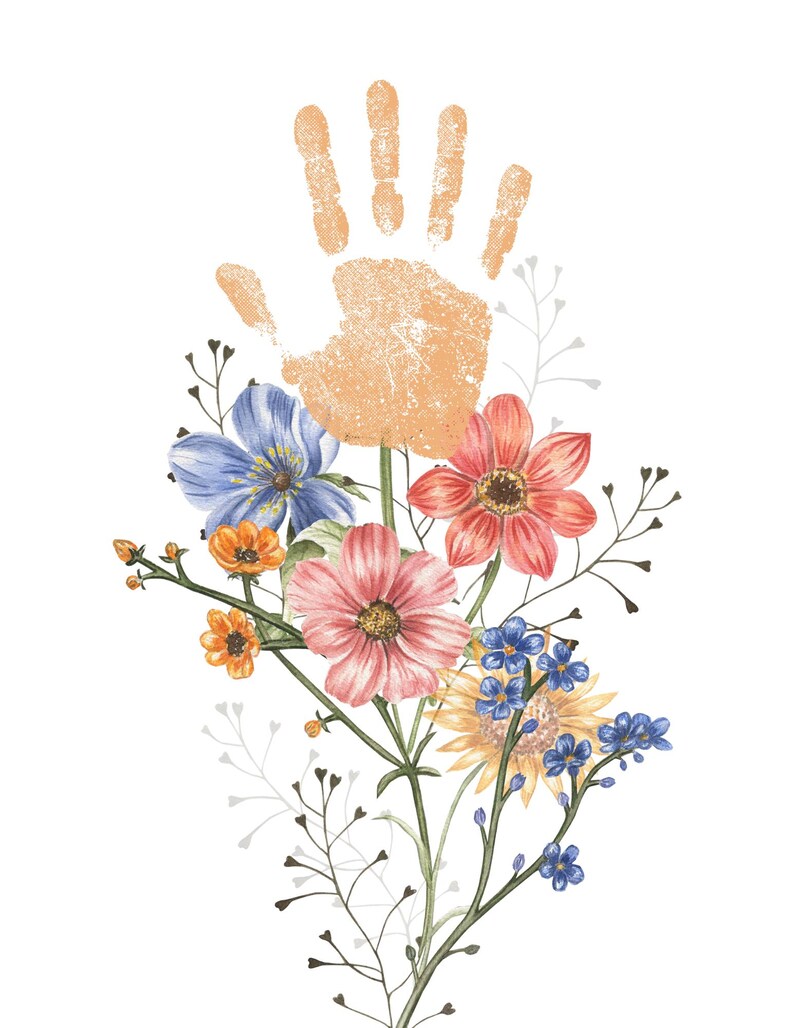 Floral Printable Handprint Craft | Handprint Art | Kids DIY Gift ...