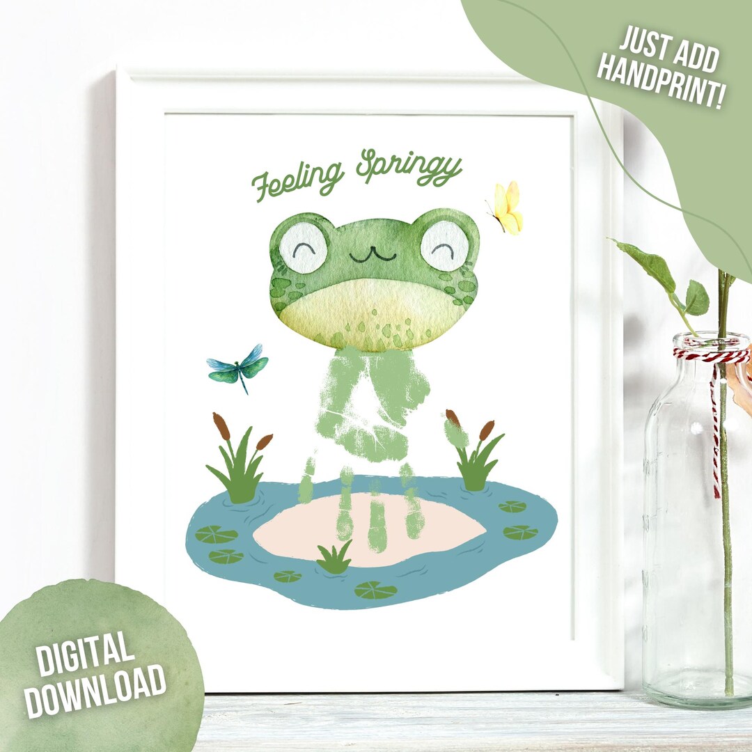 Feeling Springy Printable Handprint Craft | Frog Spring Handprint Art ...