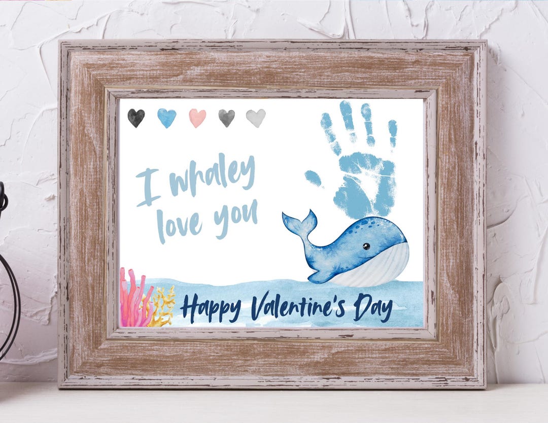Printable Valentine's Handprint Craft | I Whaley Love You Handprint Art ...