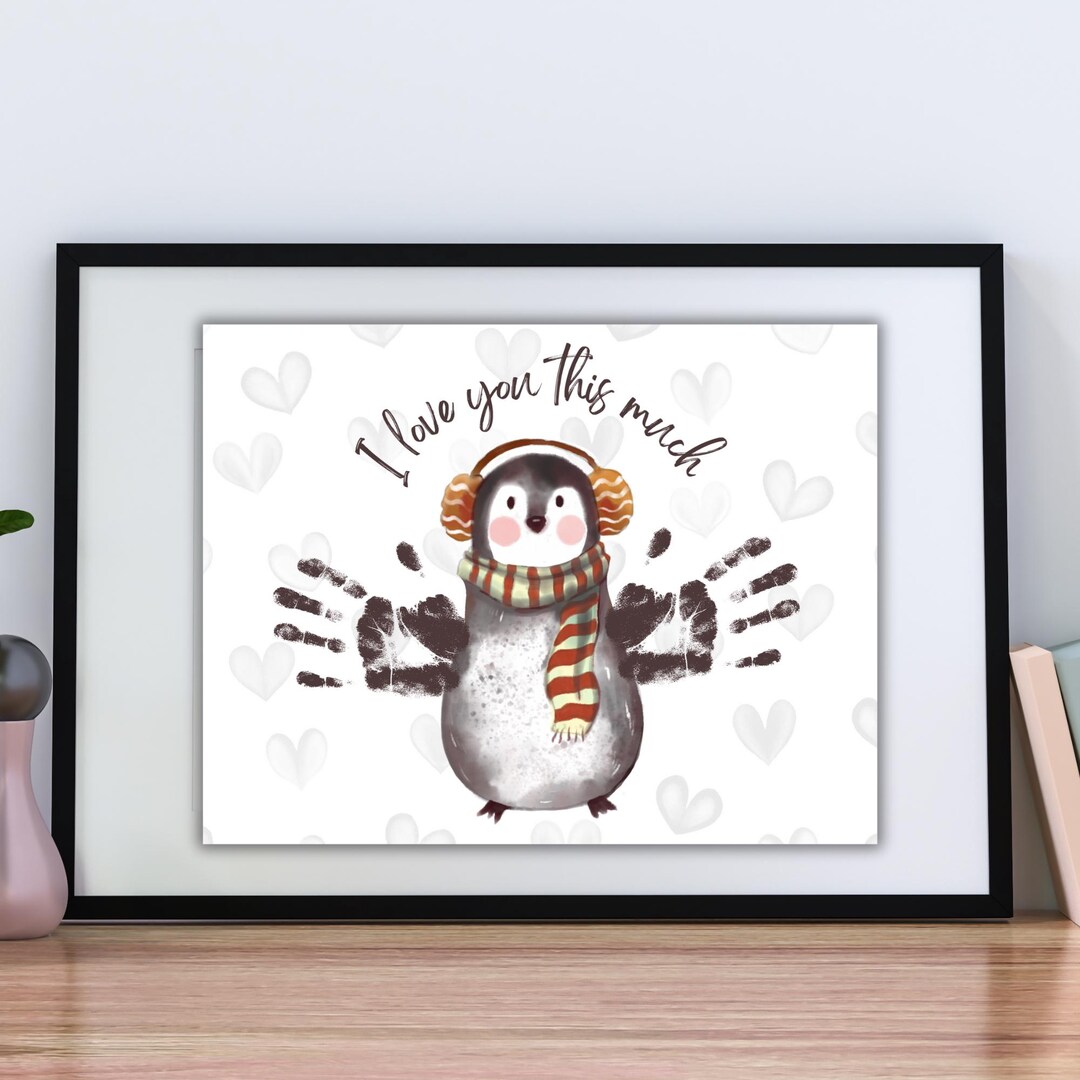 Valentine's Day Printable Handprint Craft | Penguin Handprint Art ...