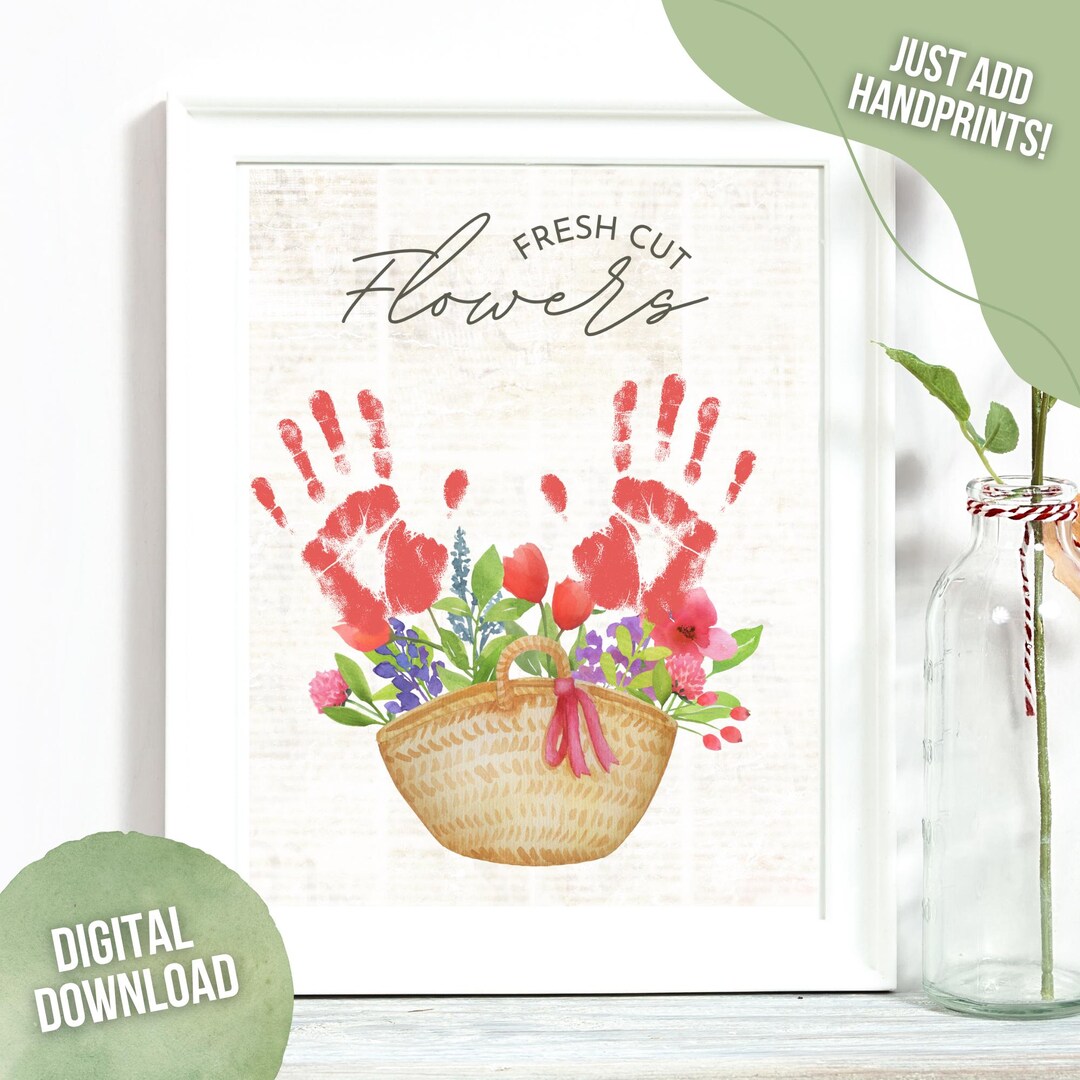 Floral Printable Handprint Craft | Handprint Art | Kids DIY Gift ...