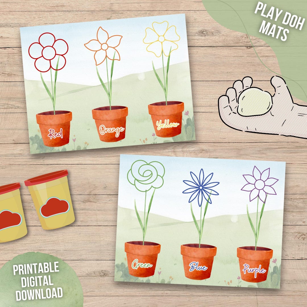 Flower Colors Play Dough Mats | Color Learning Playdough Mats ...