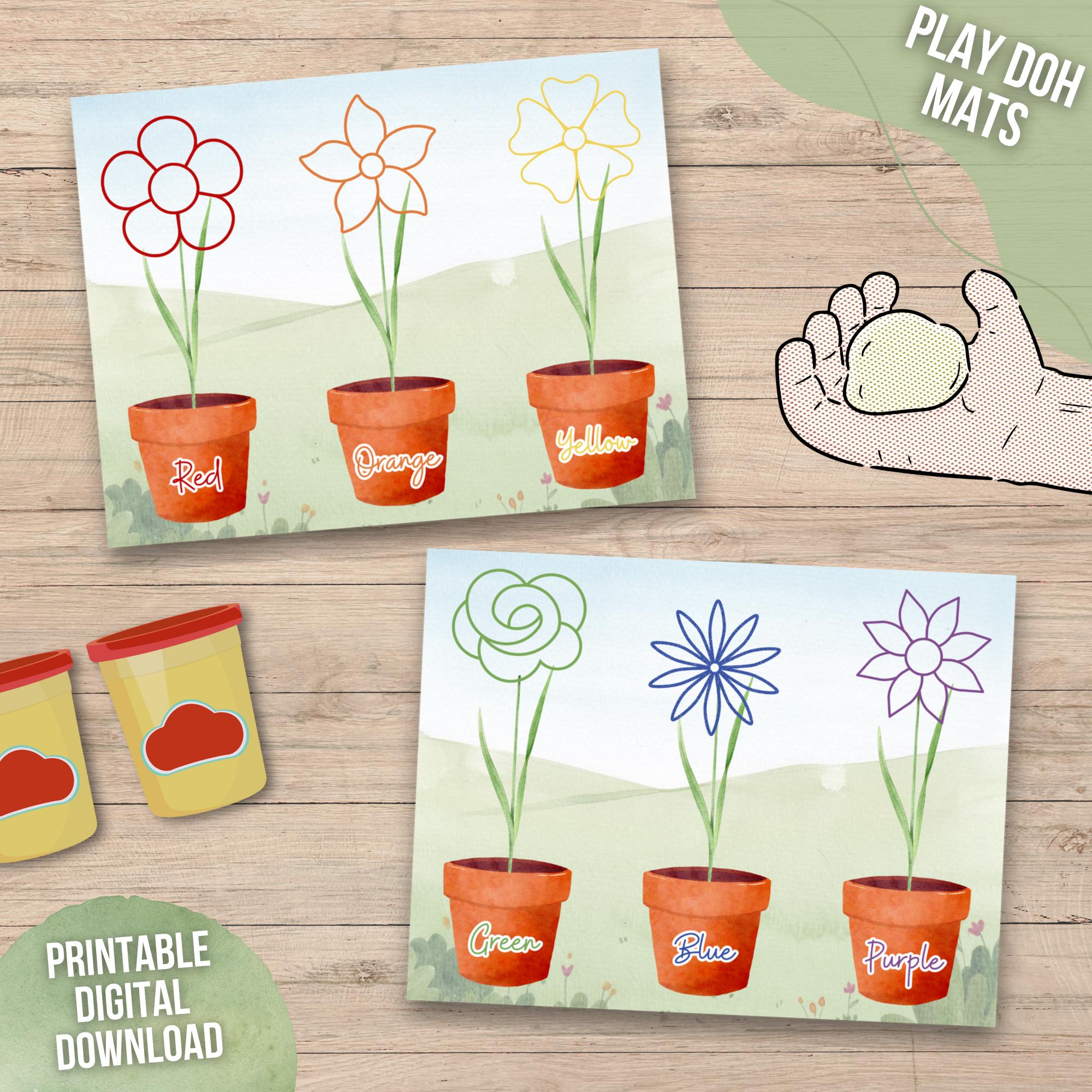 Flower Colors Play Dough Mats | Color Learning Playdough Mats ...