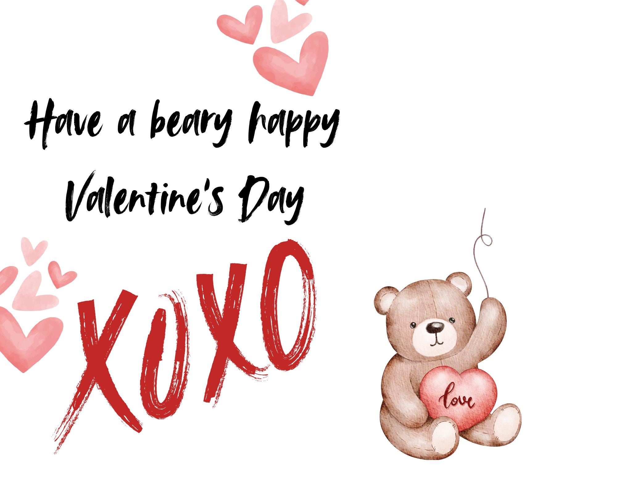 Printable Valentine's Handprint Craft | Beary Happy Valentine's Day ...