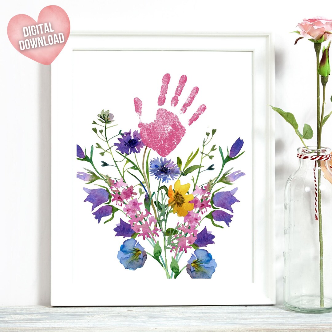 Floral Printable Handprint Craft | Handprint Art | Kids DIY Gift ...