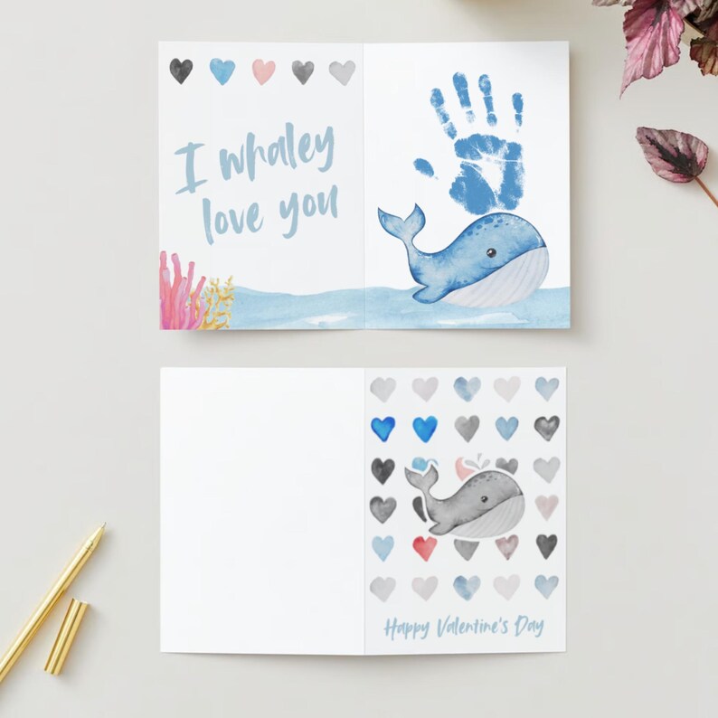 Printable Valentine's Handprint Craft | I Whaley Love You Handprint Art ...