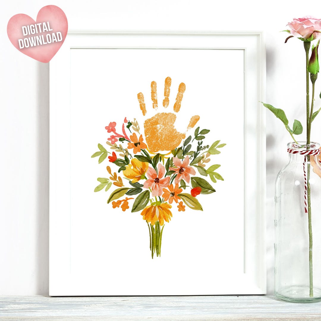 Floral Printable Handprint Craft | Handprint Art | Kids DIY Gift ...