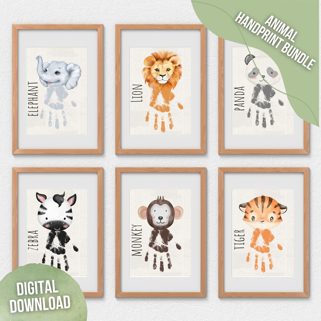 Animal Printable Handprint Craft | Zoo Animal Handprint Art | Kids DIY ...
