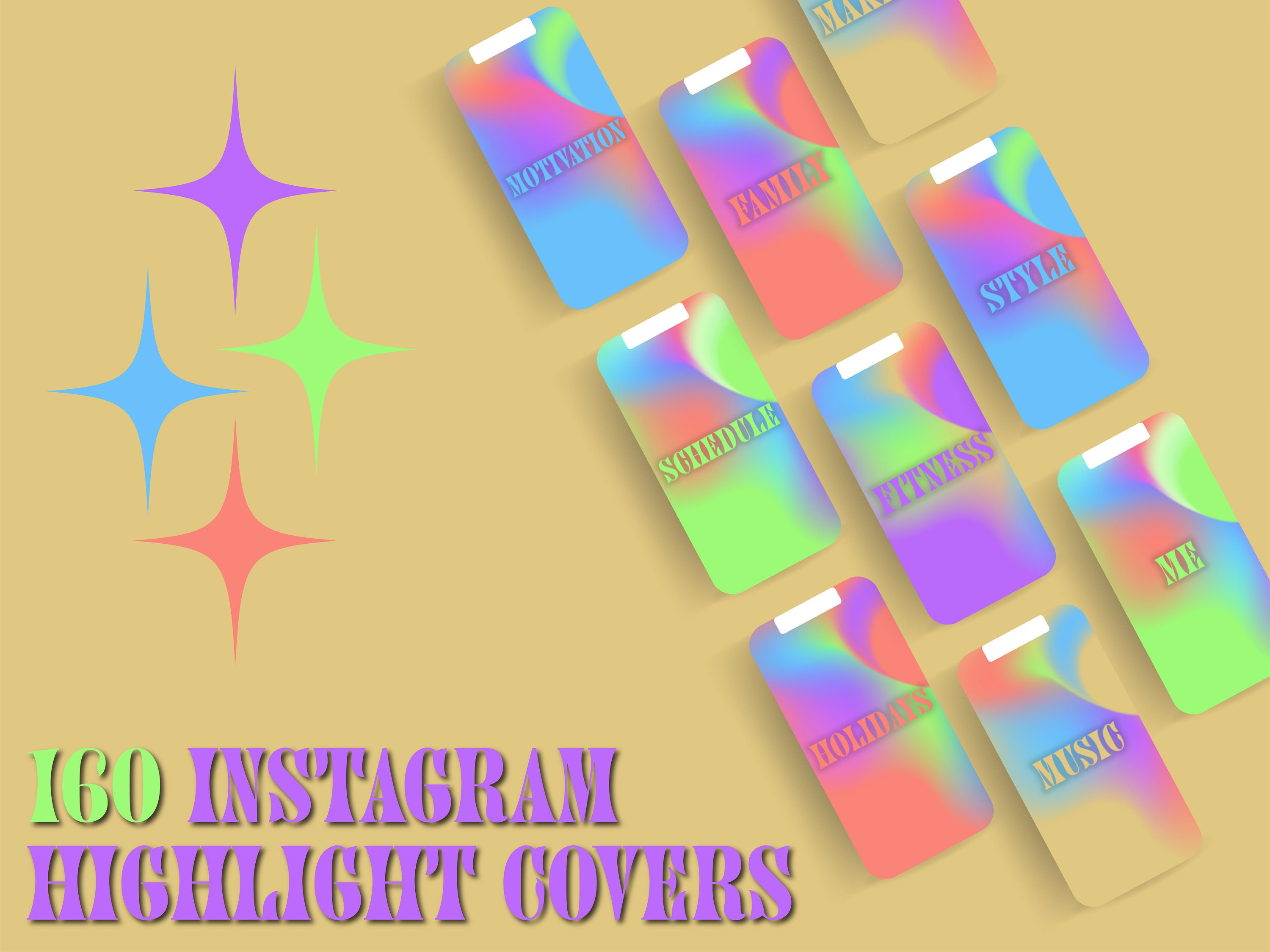 160 Instagram Highlight Covers Colorful, Groovy, 70s, Fun, Retro ...