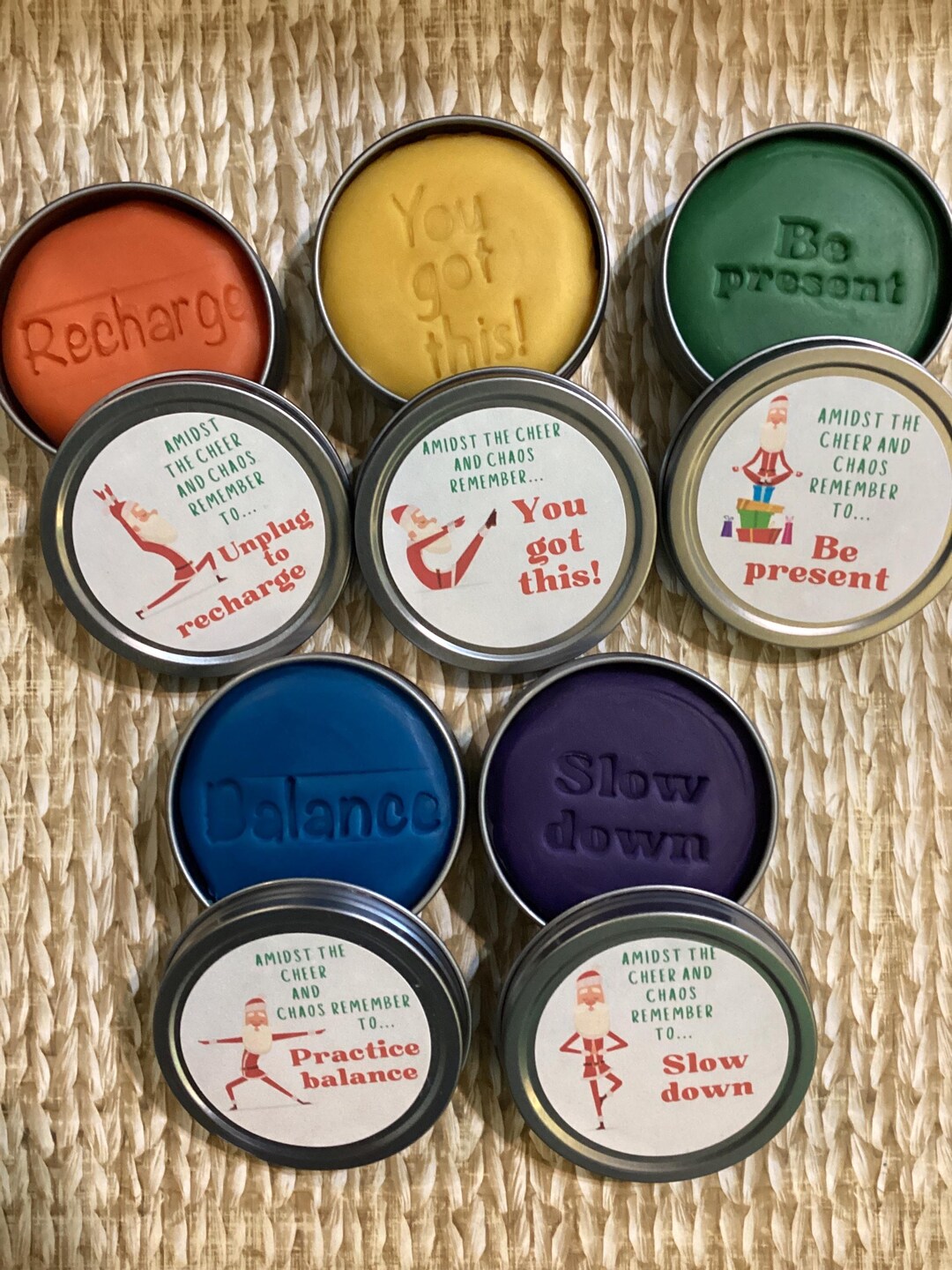 Funny Yoga Santa Gift Set Stress Relief Dough. Christmas Holiday Party ...