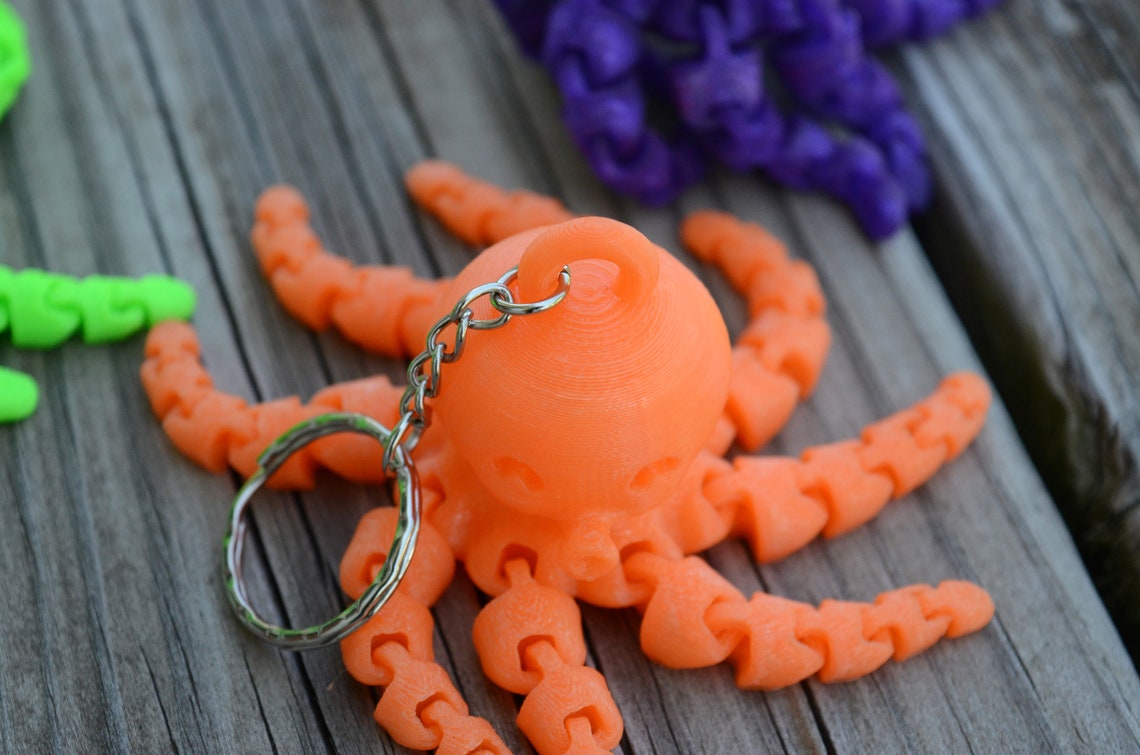 3d Printed Articulated Octopus Keychain | Etsy