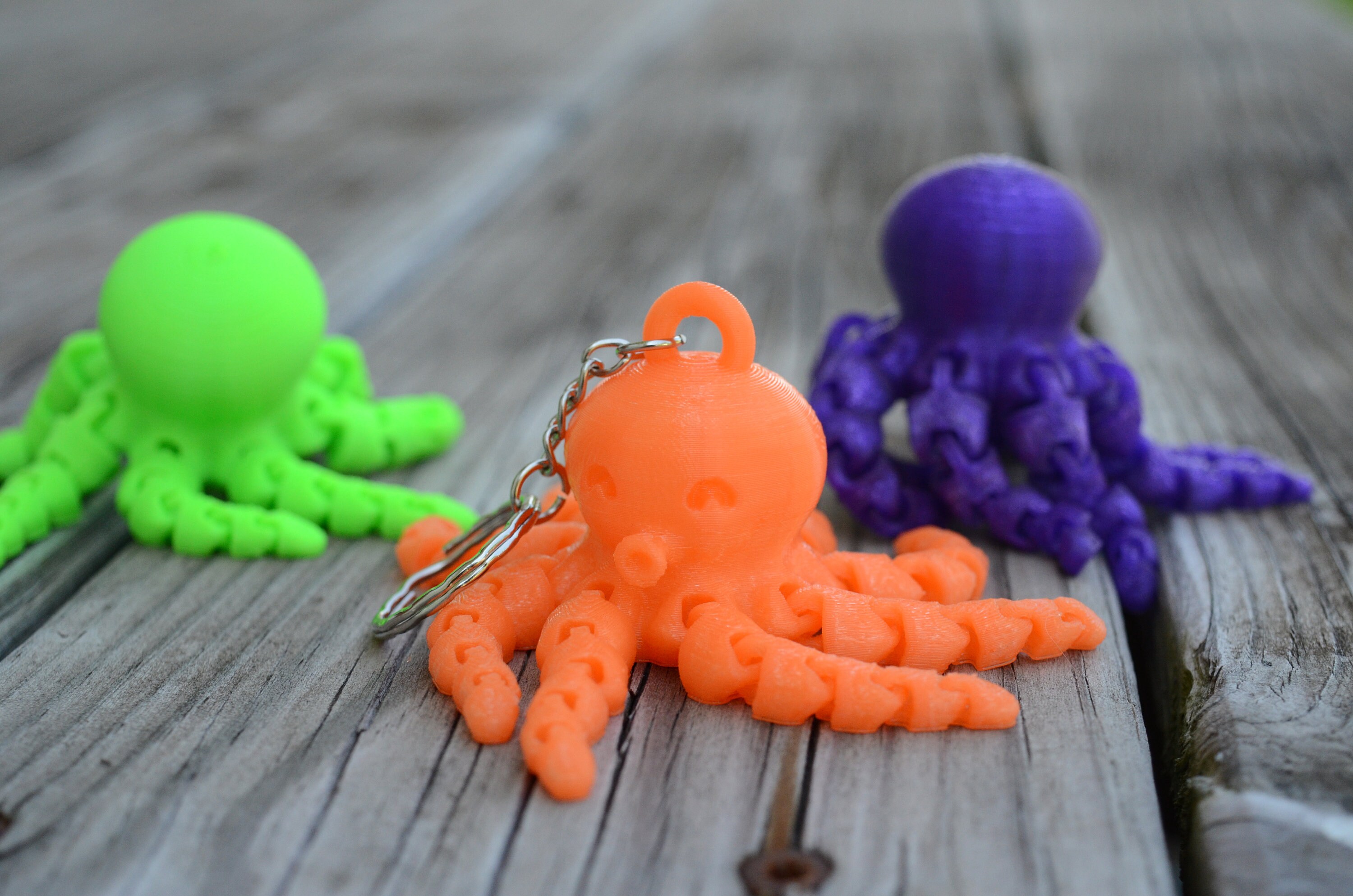 3d Printed Articulated Octopus Keychain | Etsy