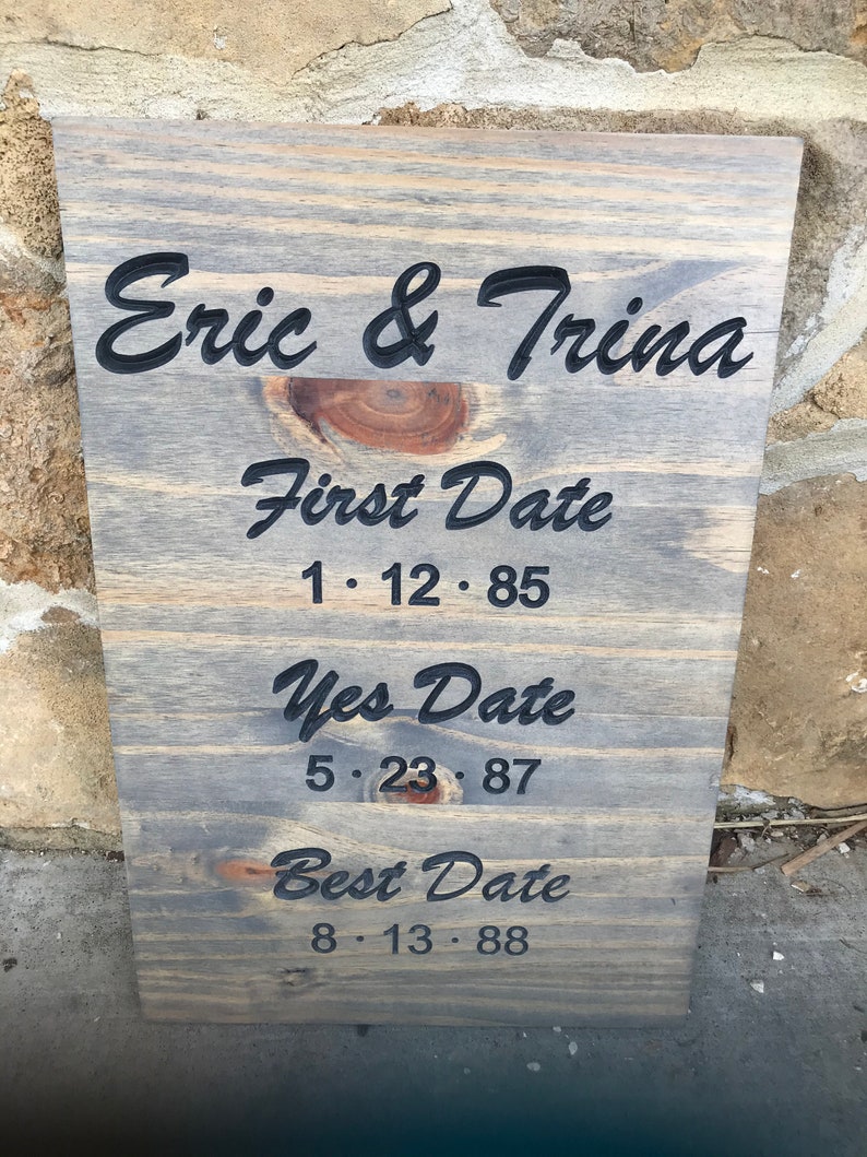 First Date Yes Date Best Day Wedding Sign Wood Sign Couple - Etsy