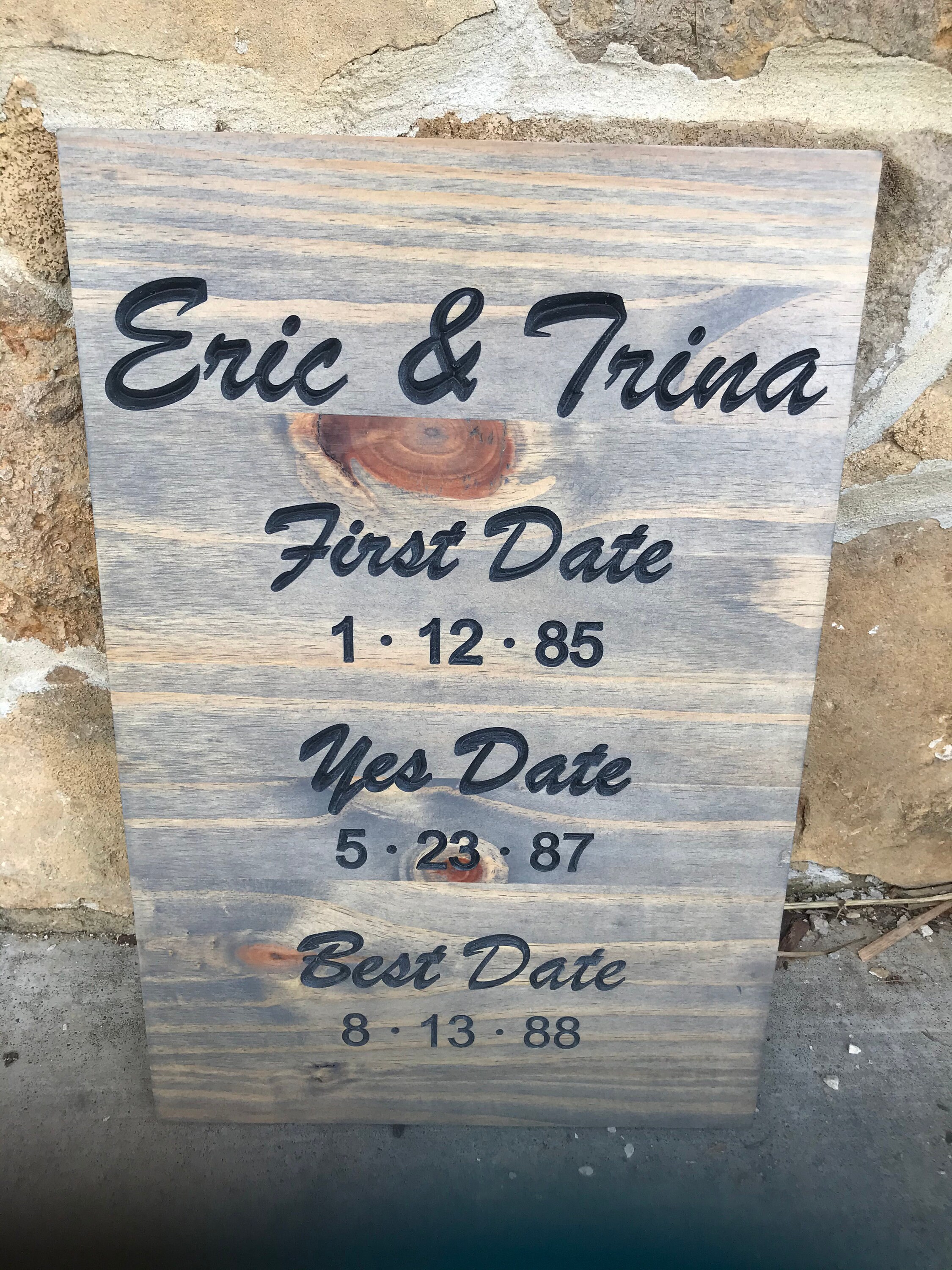 First Date Yes Date Best Day Wedding Sign Wood Sign Couple Sign Love ...