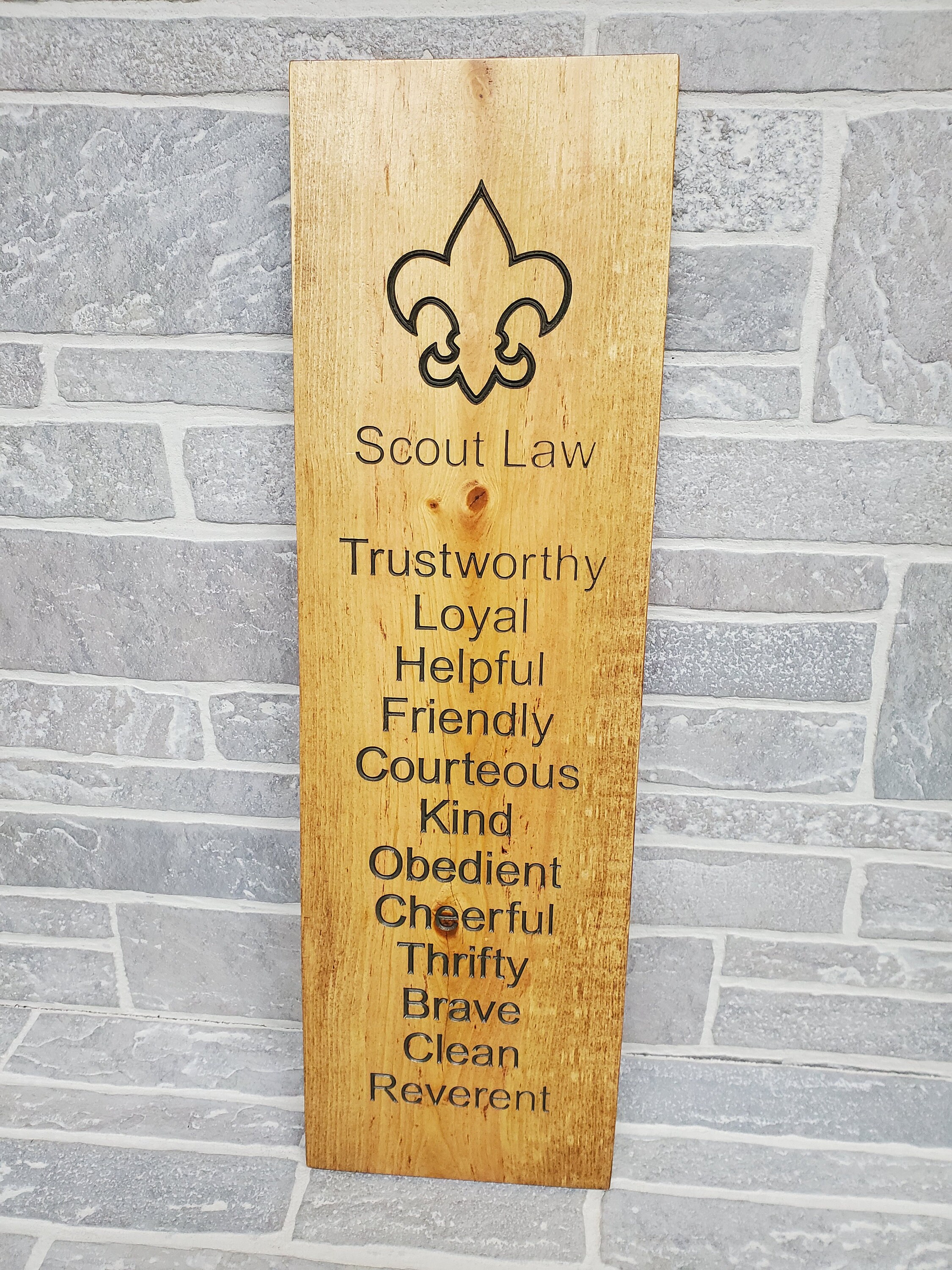 Boy Scout scout Law Wall Hanging Stained Pine - Etsy
