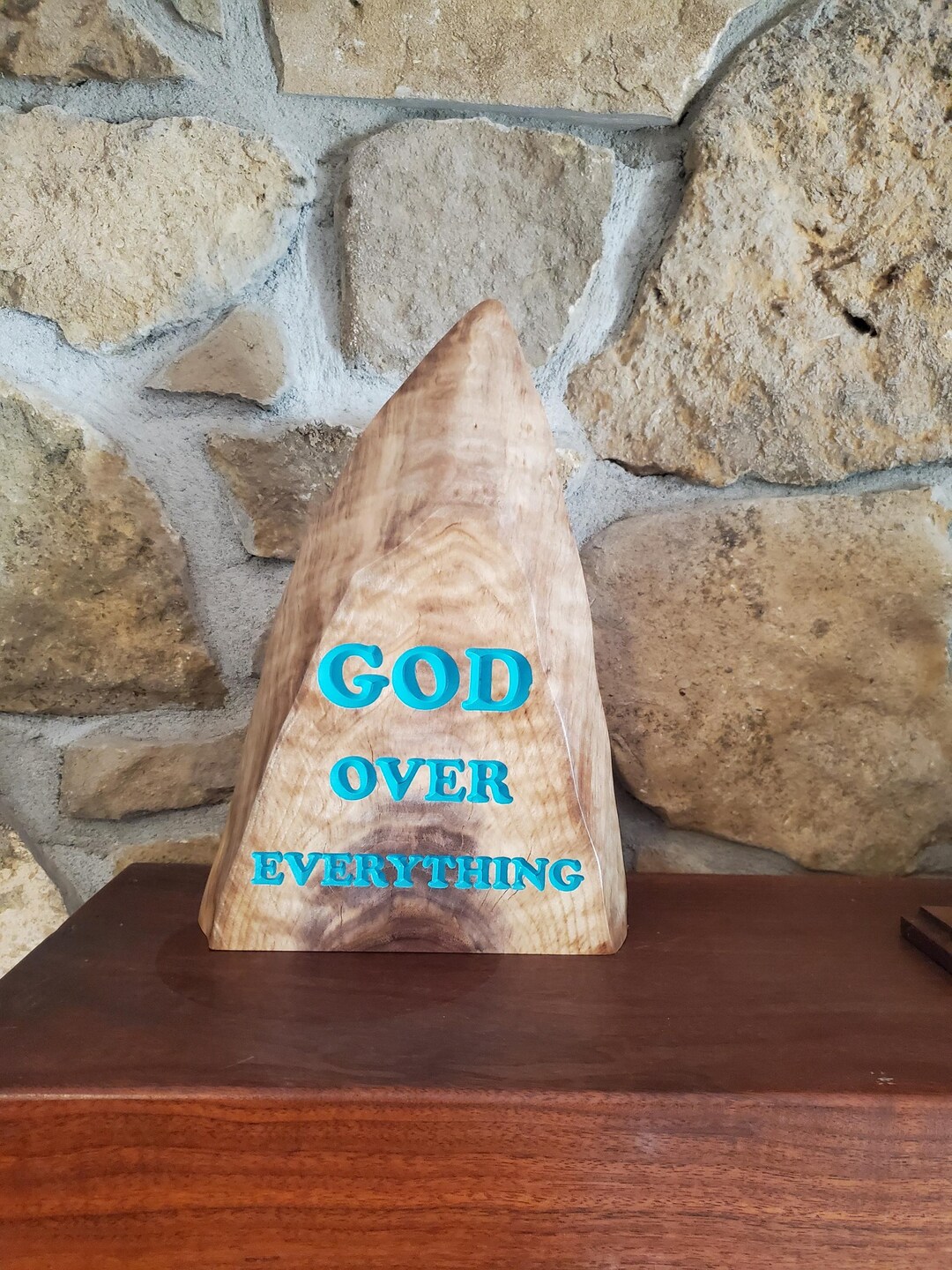 Mantle or Table Top Display "god OVER Everything" Live Edge Walnut With ...