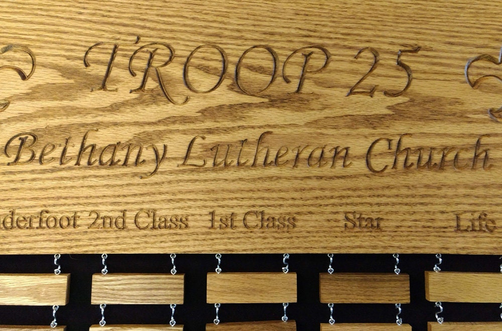 Wooden Oak Boy Scout Troop or Pack Advancement Plaque With 1 X 3 for ...