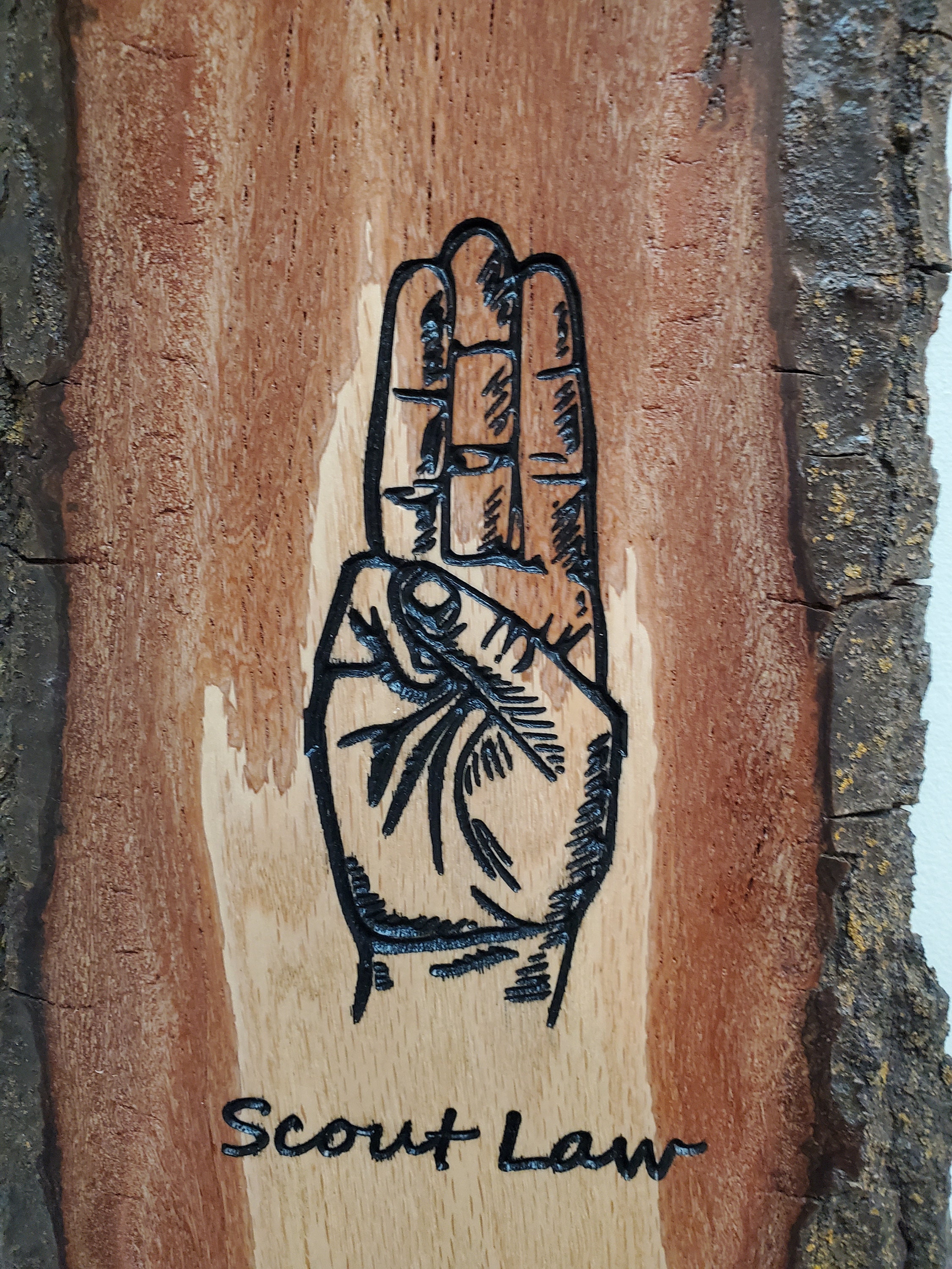 Boy Scout scout Law Wall Hanging Engraved in Natural Living Edge Ash ...