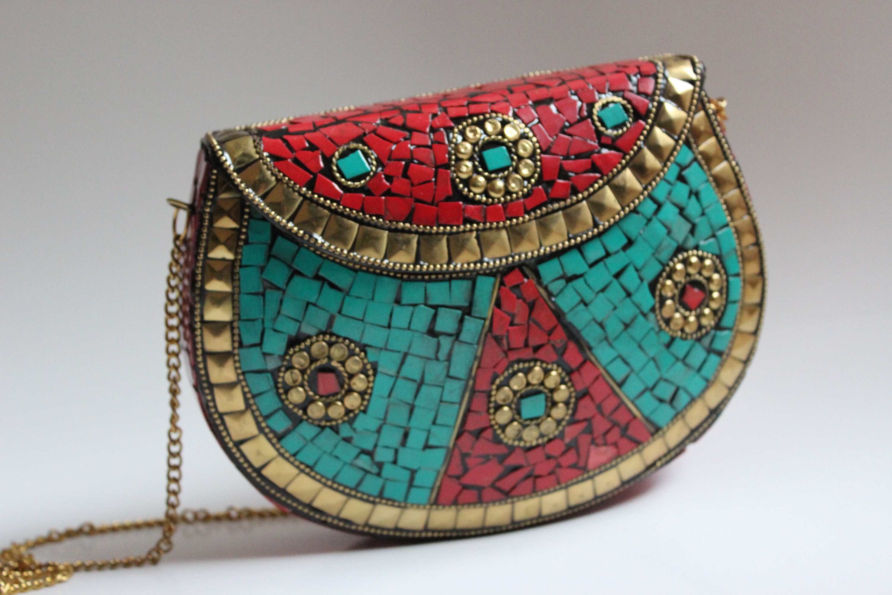 Handcrafted handbag with vintage stones Unique Handbag Clutch Purse ...