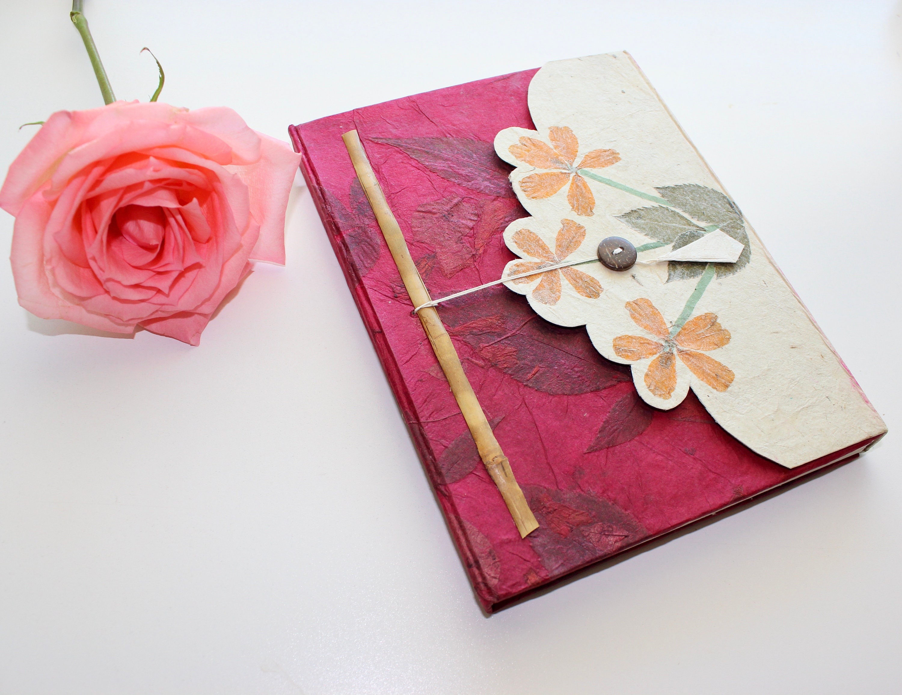 Handmade Lokta Paper Notebook With Real Flowers| Eco-friendly ...