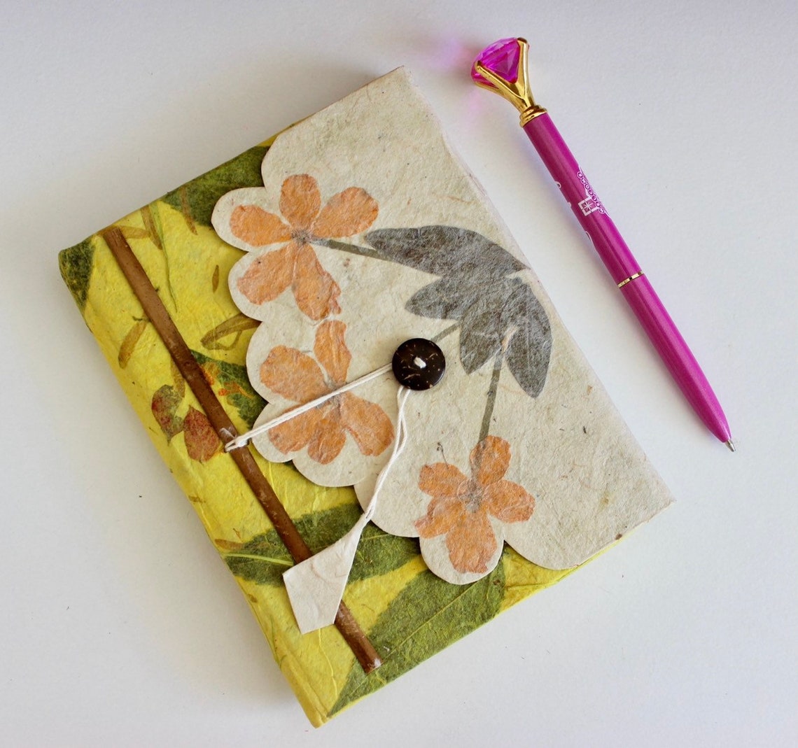 Handmade Lokta Paper Notebook With Real Flowers| Eco-friendly ...