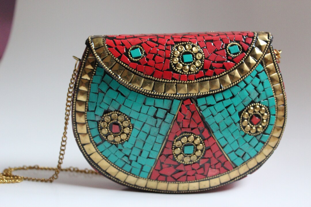 Handcrafted Handbag With Vintage Stones Unique Handbag Clutch Purse ...