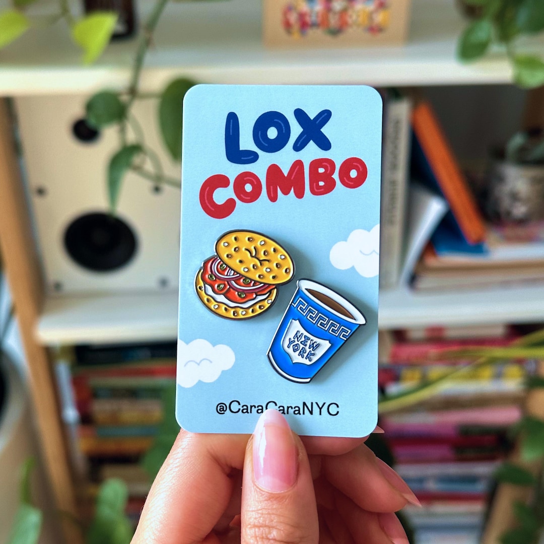 2 NYC Enamel Pins: the Lox Combo! (lox Bagel + Coffee) - Etsy