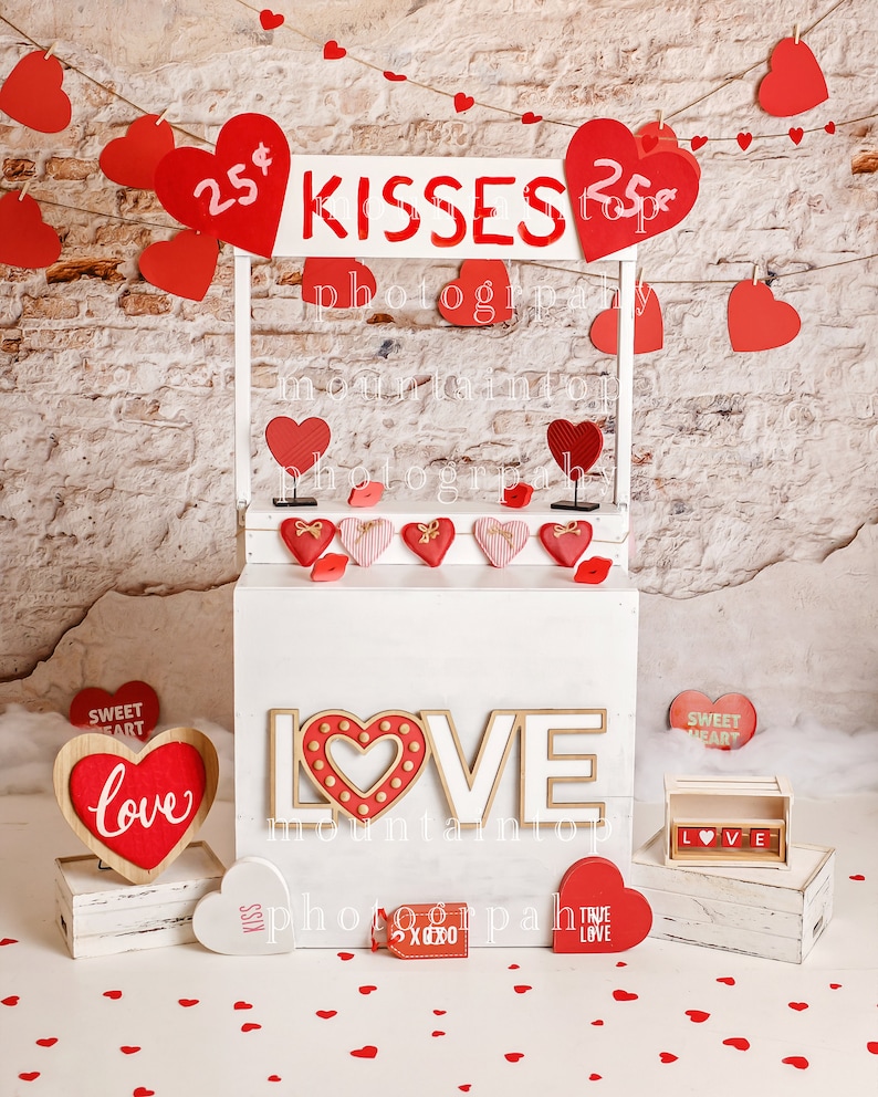 Valentine's Day Kissing Booth Digital Backdrop Background Download JPEG ...