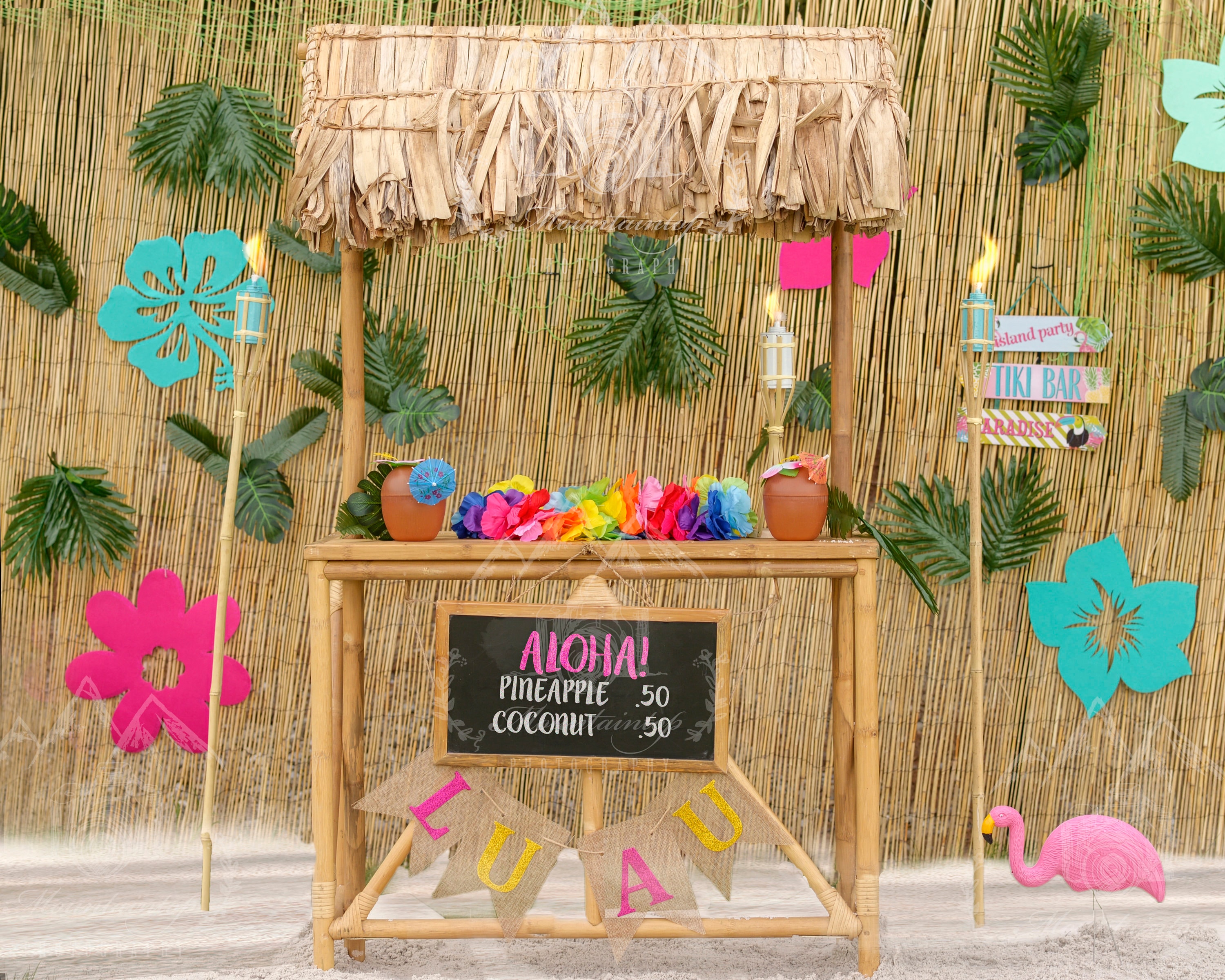 Luau Tiki Hawaiian Digital Background Backdrop Summer Tropical Scene - Etsy