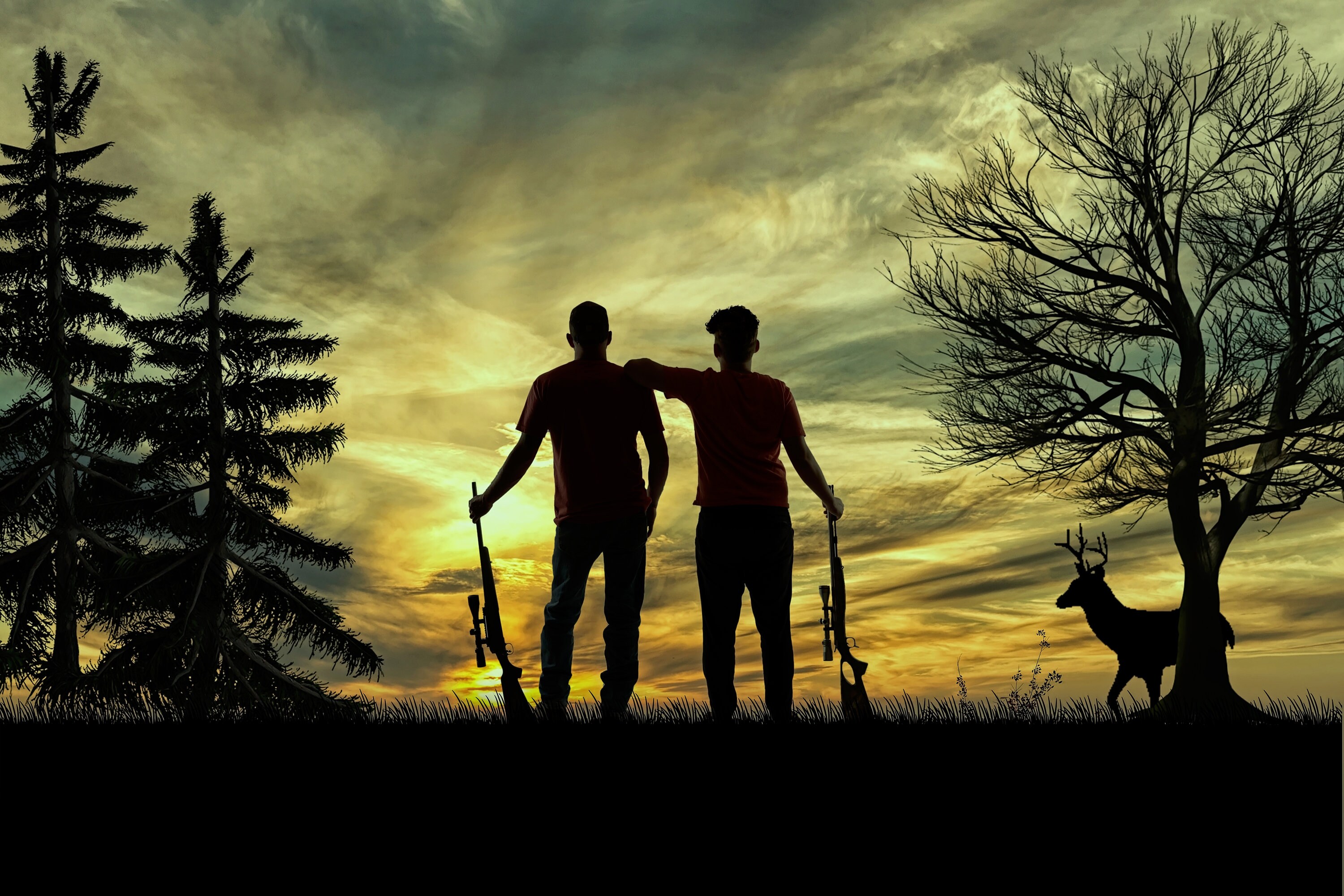 Hunter Hunting Outdoor Woodland Silhouette Father's Day Digital ...