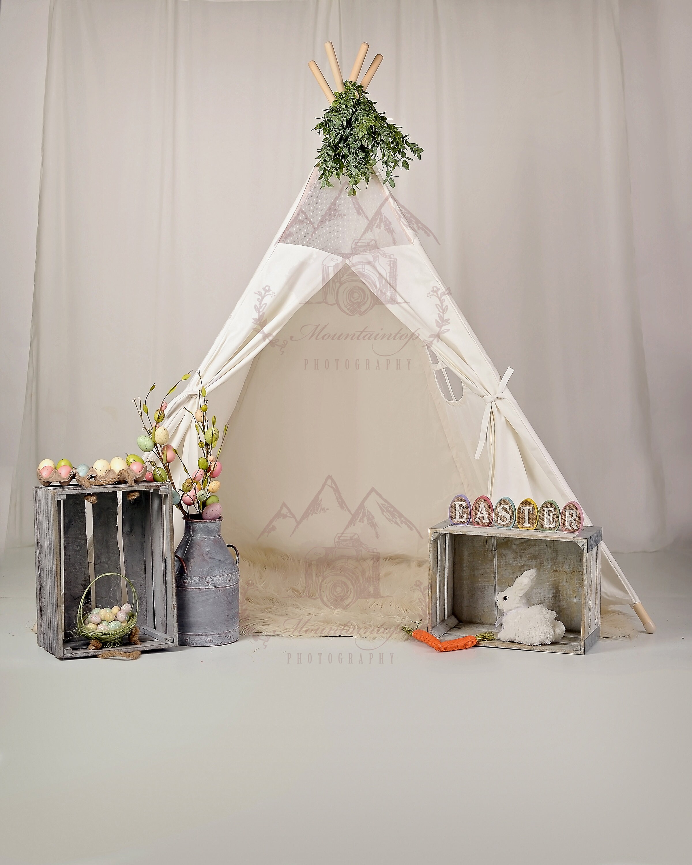 Easter Bunny Rabbit With Eggs Tent Teepee Tee Pee Spring Digital ...