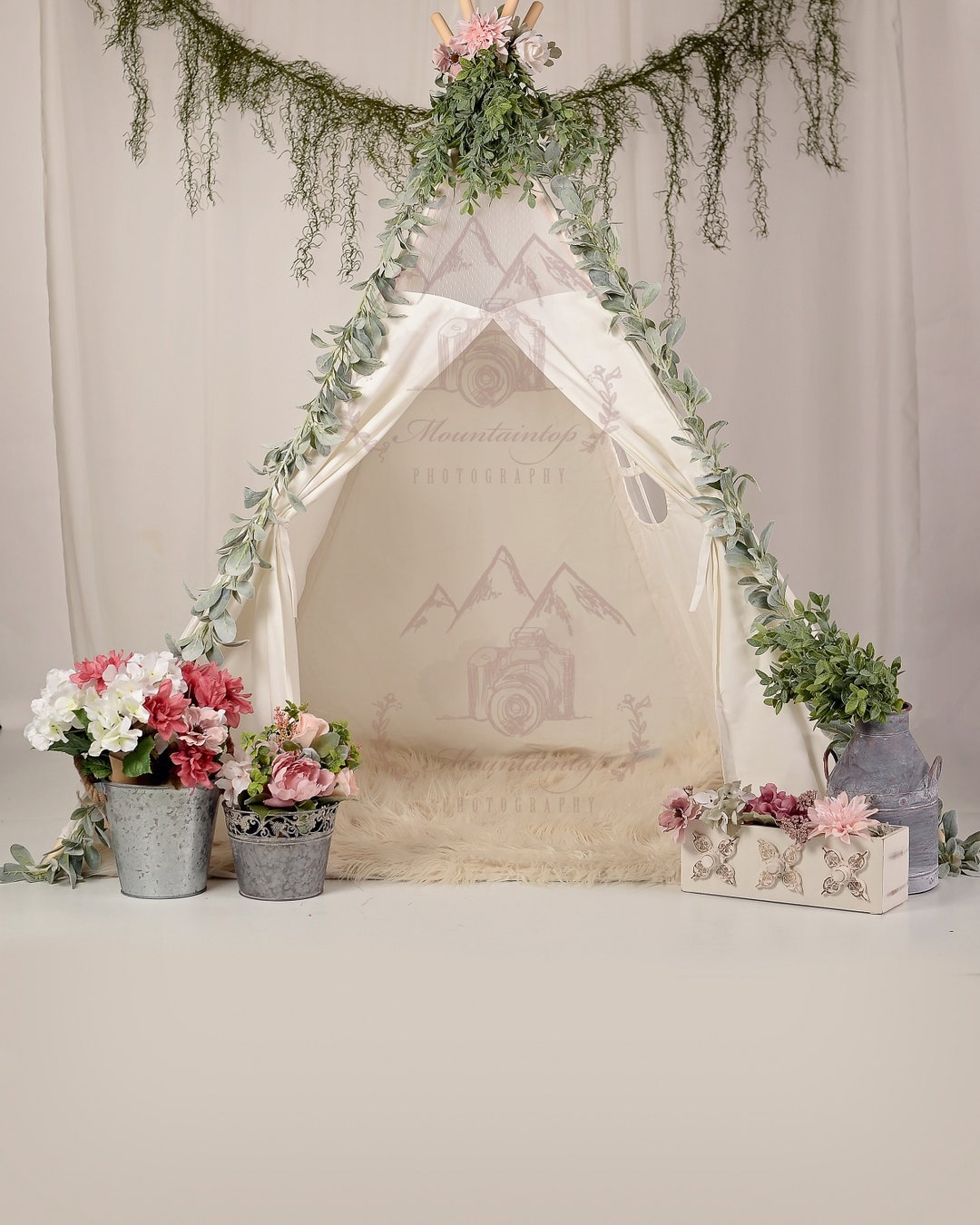 Spring White Pink Flower Tent Tee Pee Easter Shabby Chic - Etsy