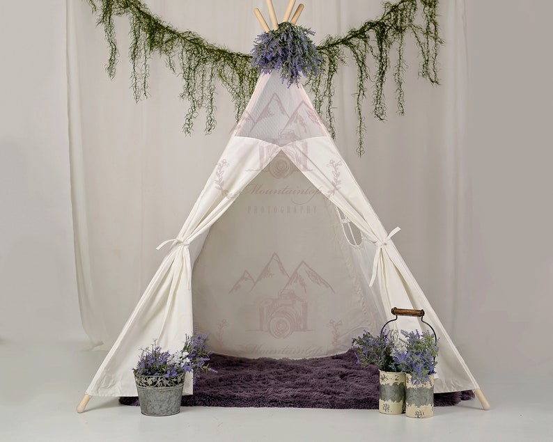Lavender Flowers Tee Pee Teepee Tent Spring Digital Background - Etsy