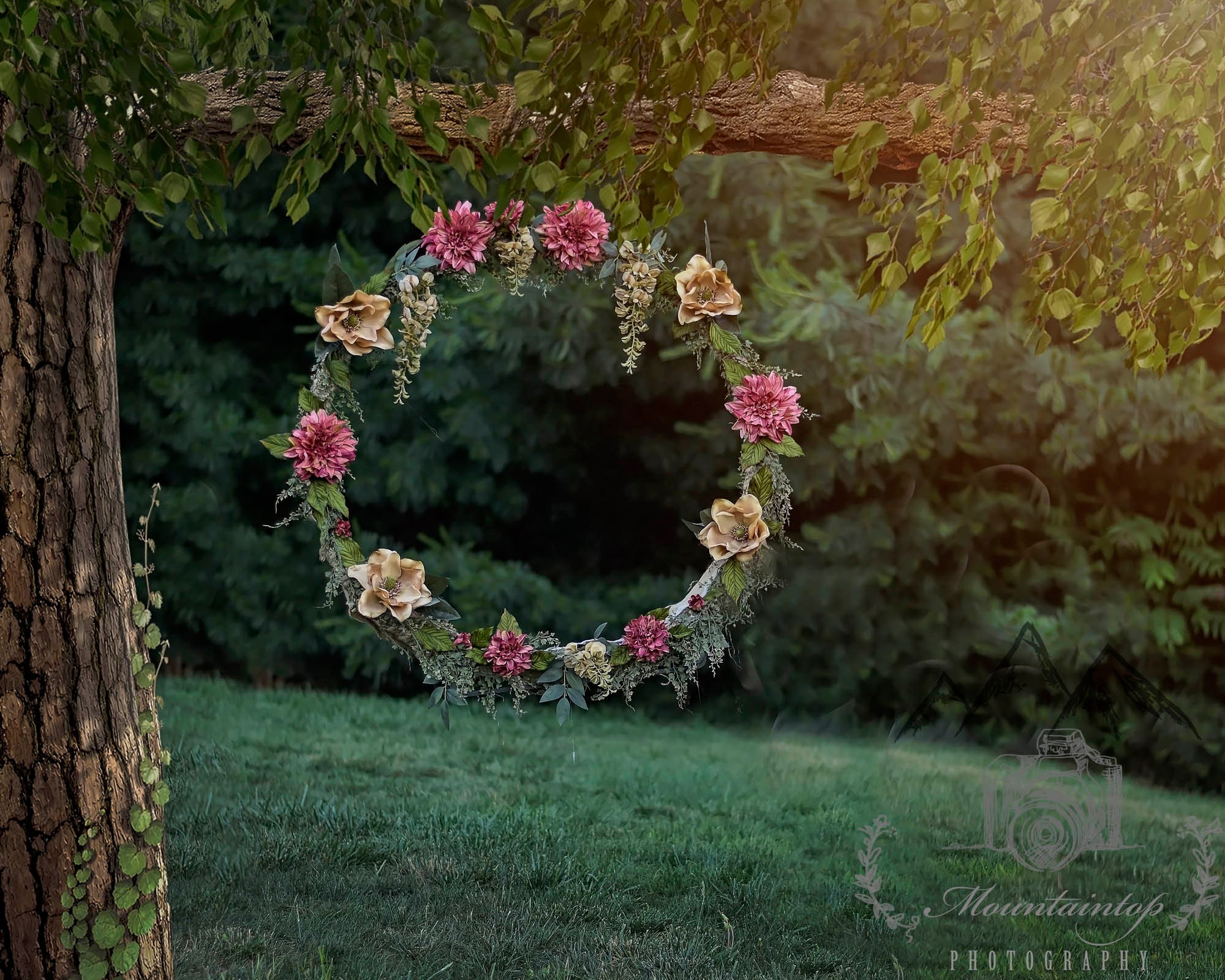Flower Ring Swing Tree Digital Background Backdrop Fairytale - Etsy