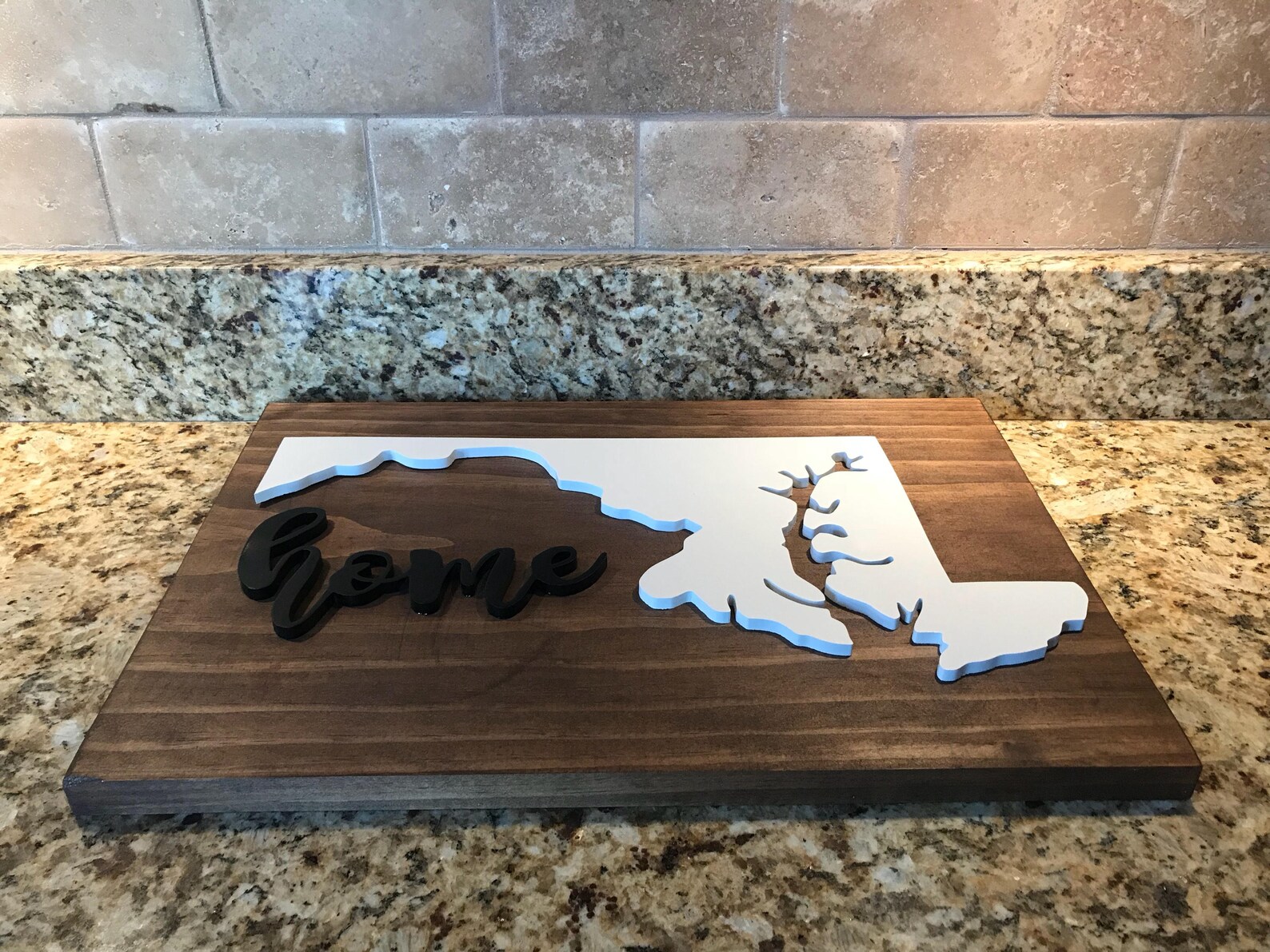 State of Maryland Outline With Script "home" Signs - Baltimore - Wood ...