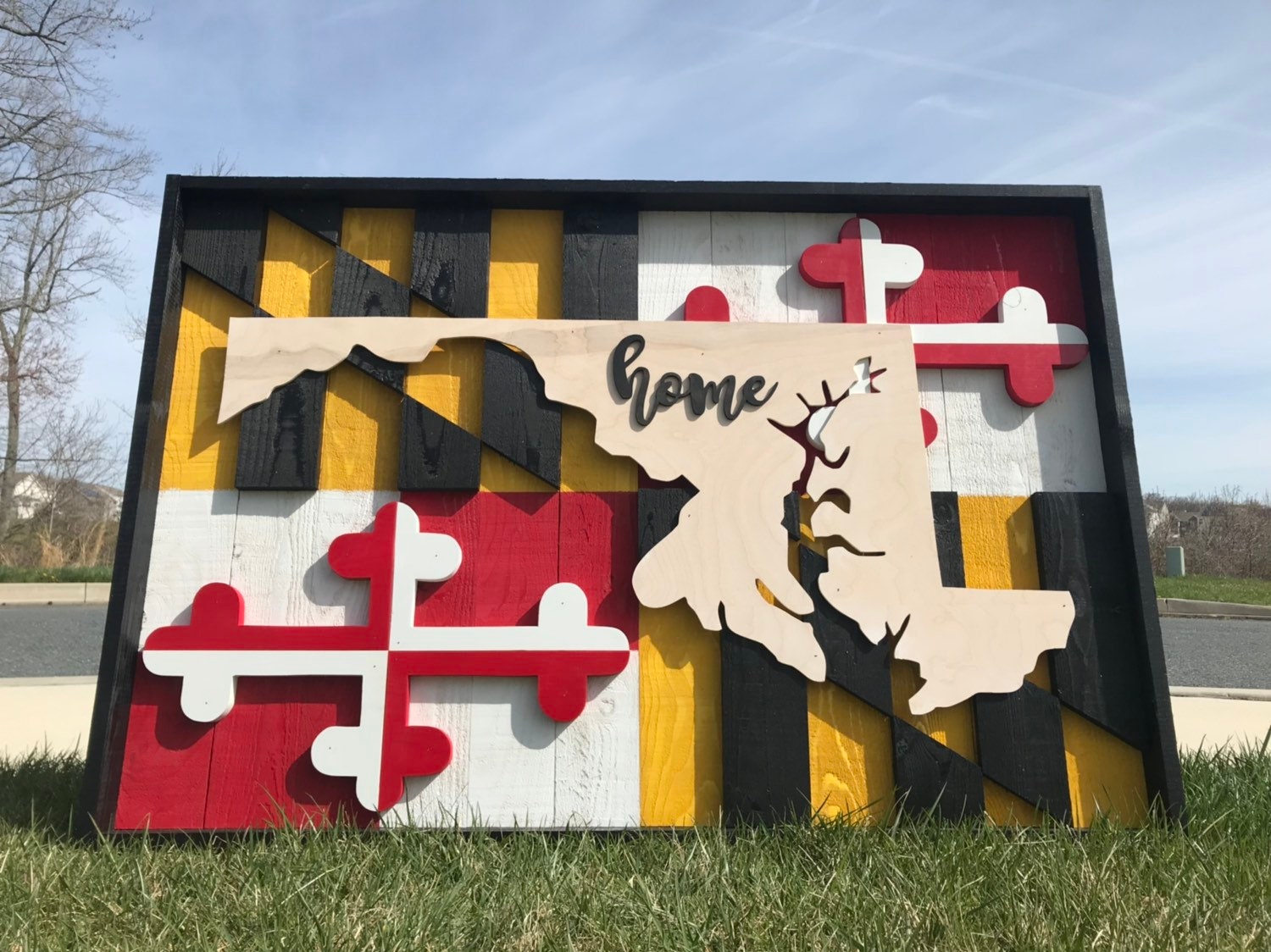 3D Traditional Maryland Flag With State of Maryland & Home Cutout ...
