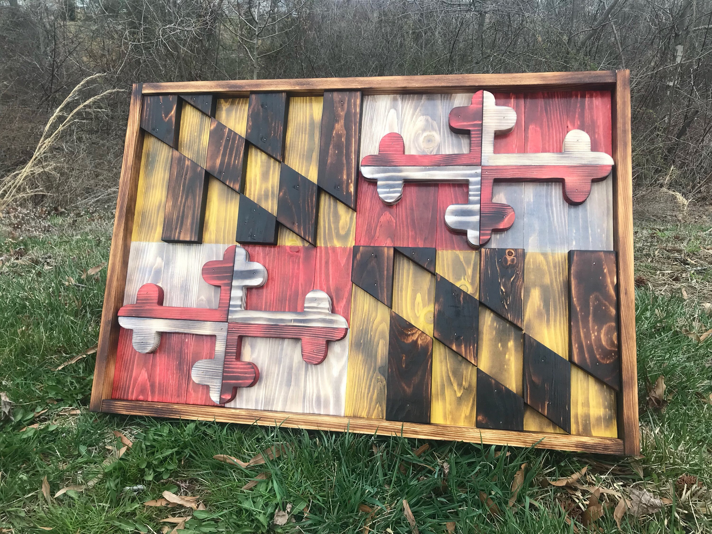 3D Charred & Stained Maryland Flag - Wall Art - Wooden Maryland Flag ...