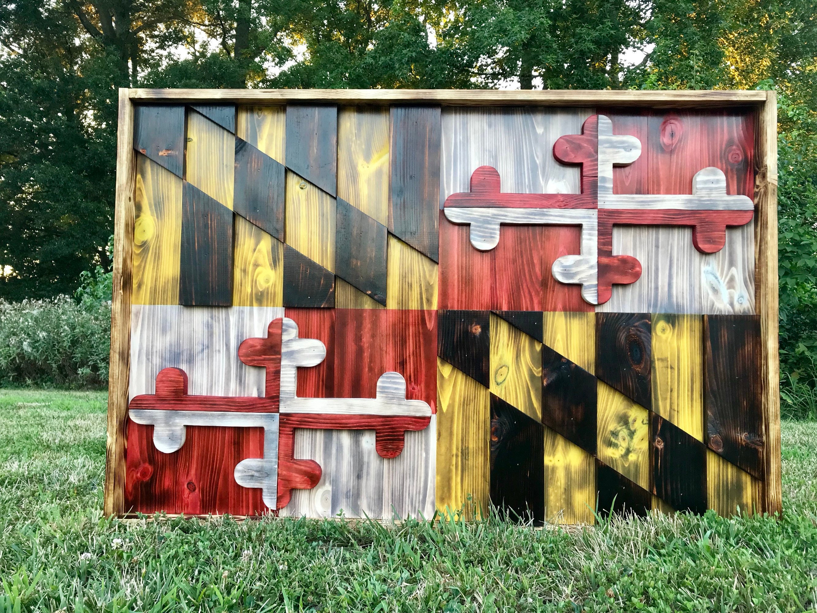 3D Charred & Stained Maryland Flag Wall Art Wooden Maryland Flag MD ...