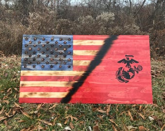 Usmc wood flag | Etsy
