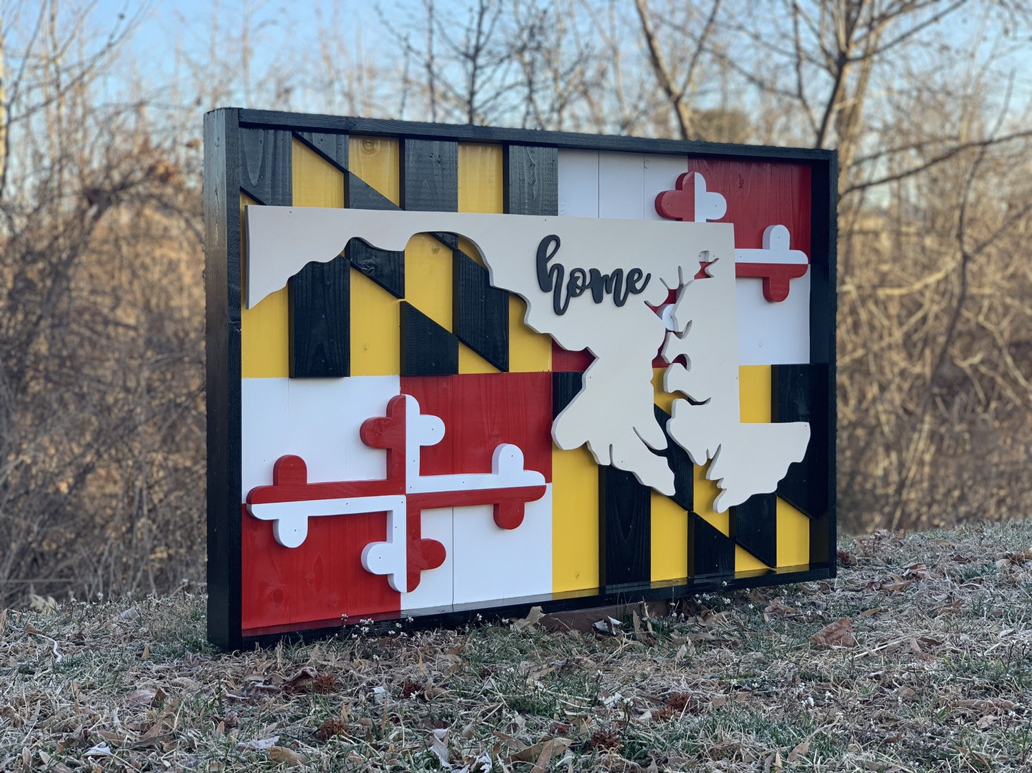 3D Traditional Maryland Flag With State of Maryland & Home Cutout ...