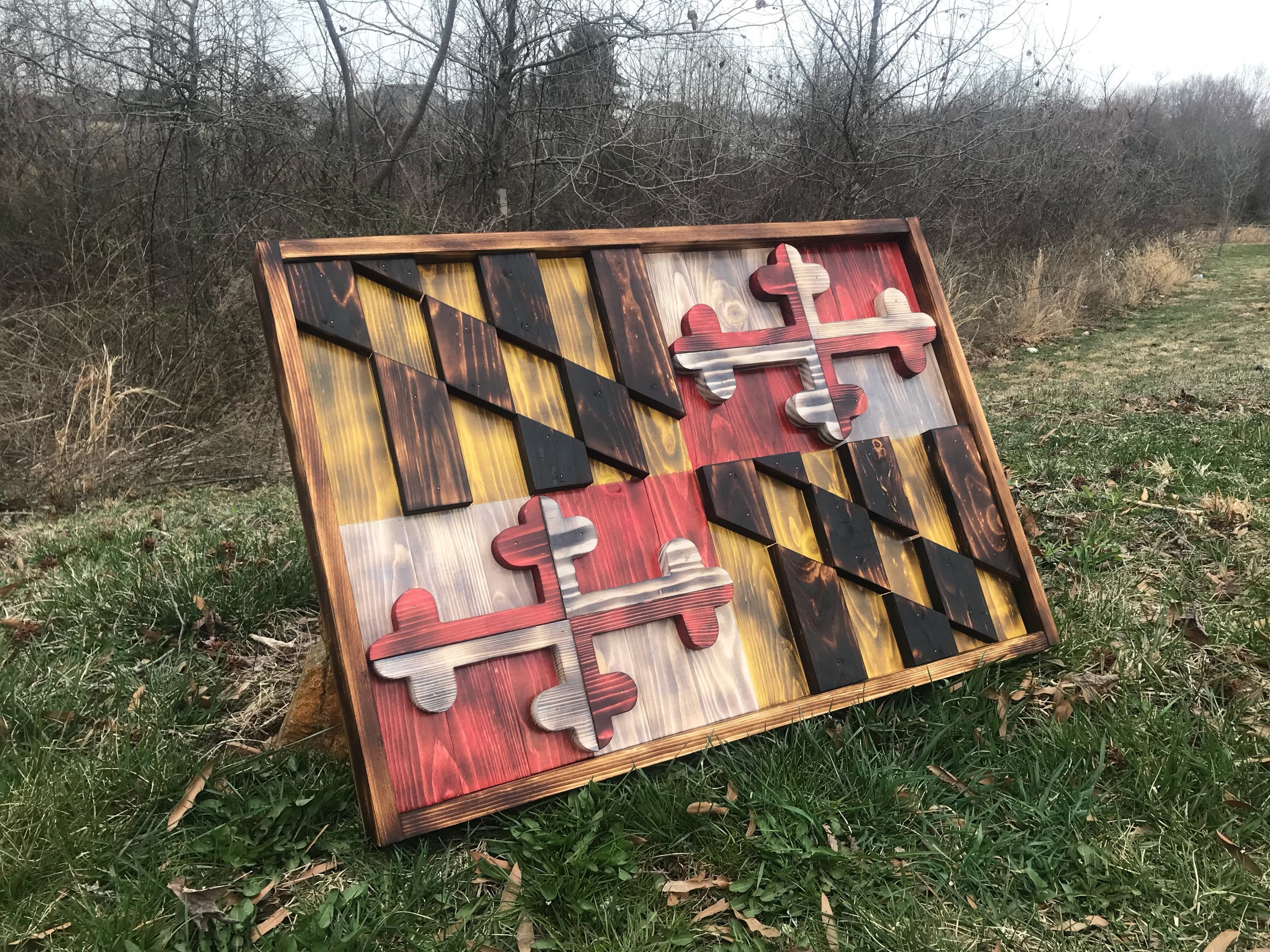 3D Charred & Stained Maryland Flag - Wall Art - Wooden Maryland Flag ...