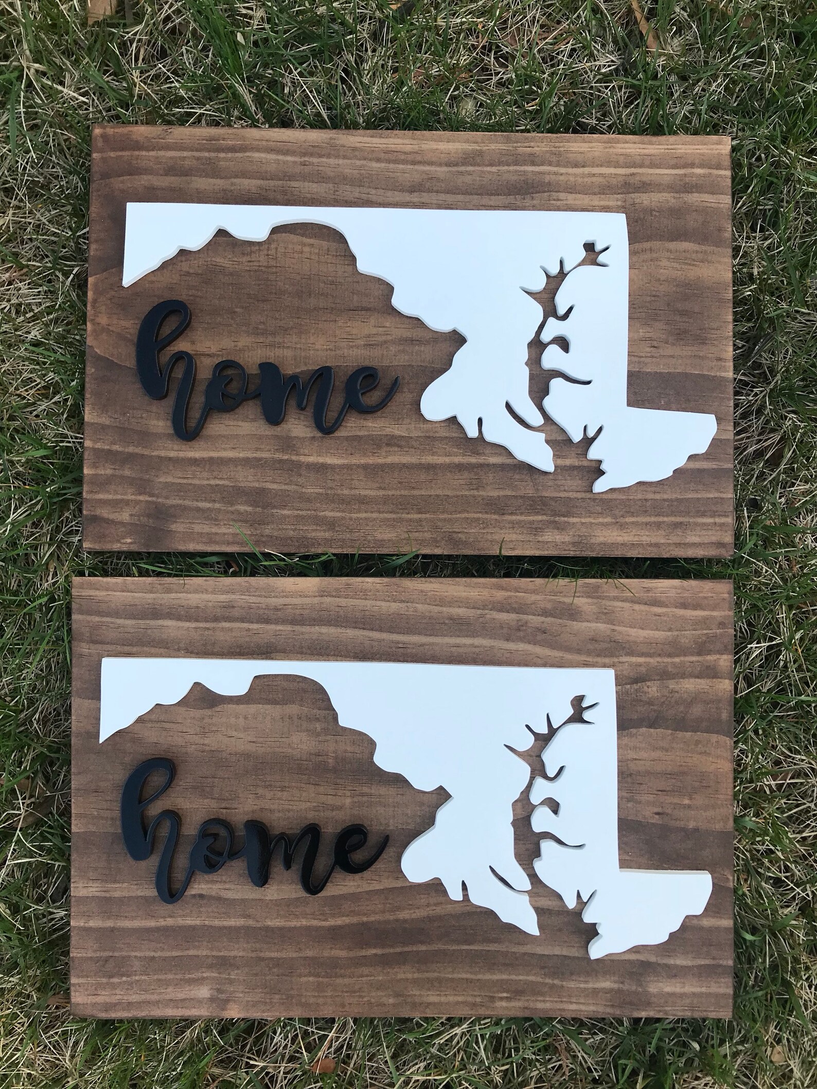 State of Maryland Outline With Script "home" Signs - Baltimore - Wood ...