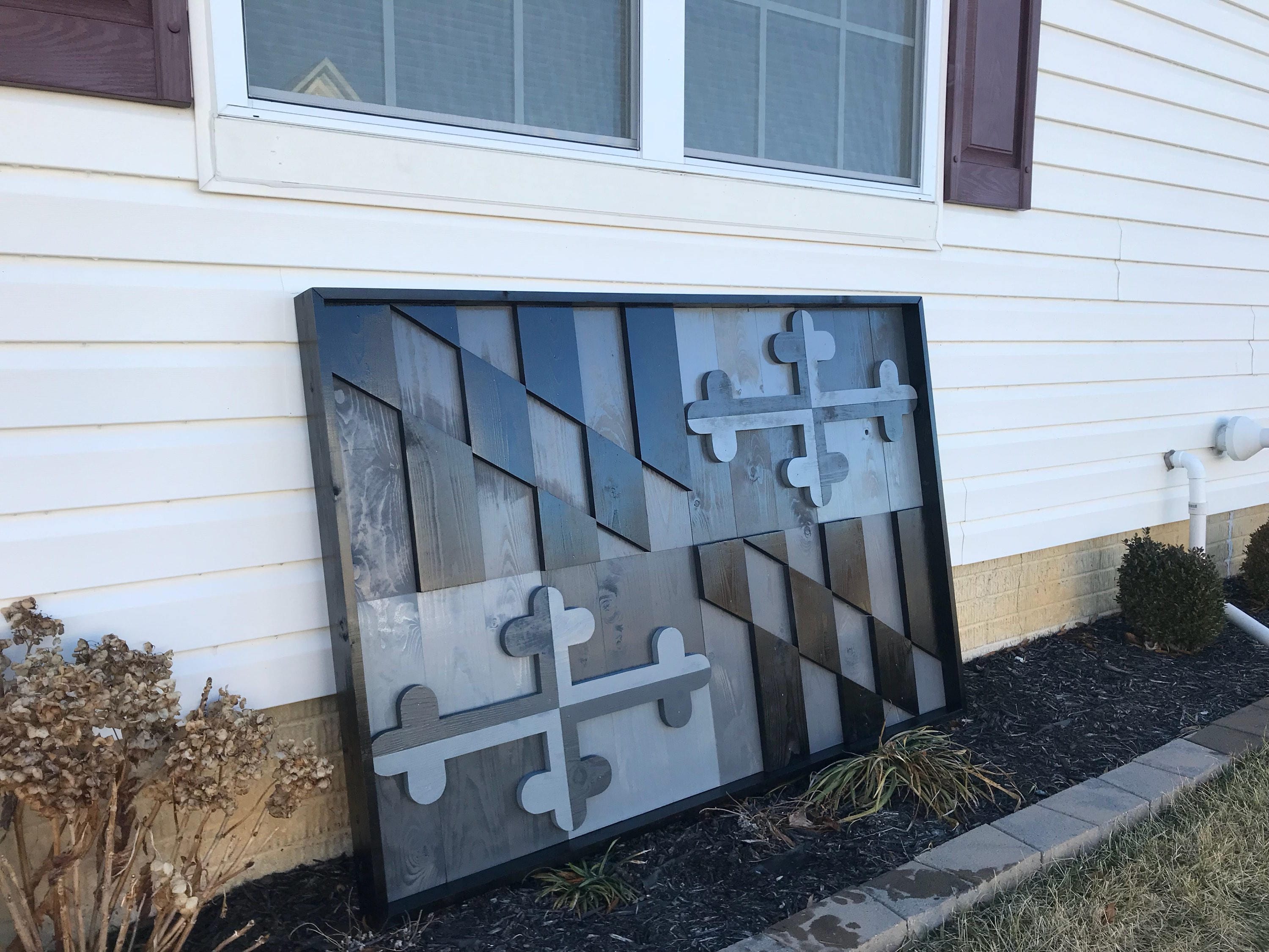 3D Gray Scale Maryland Flag Wall Art Wooden Maryland Flag - Etsy